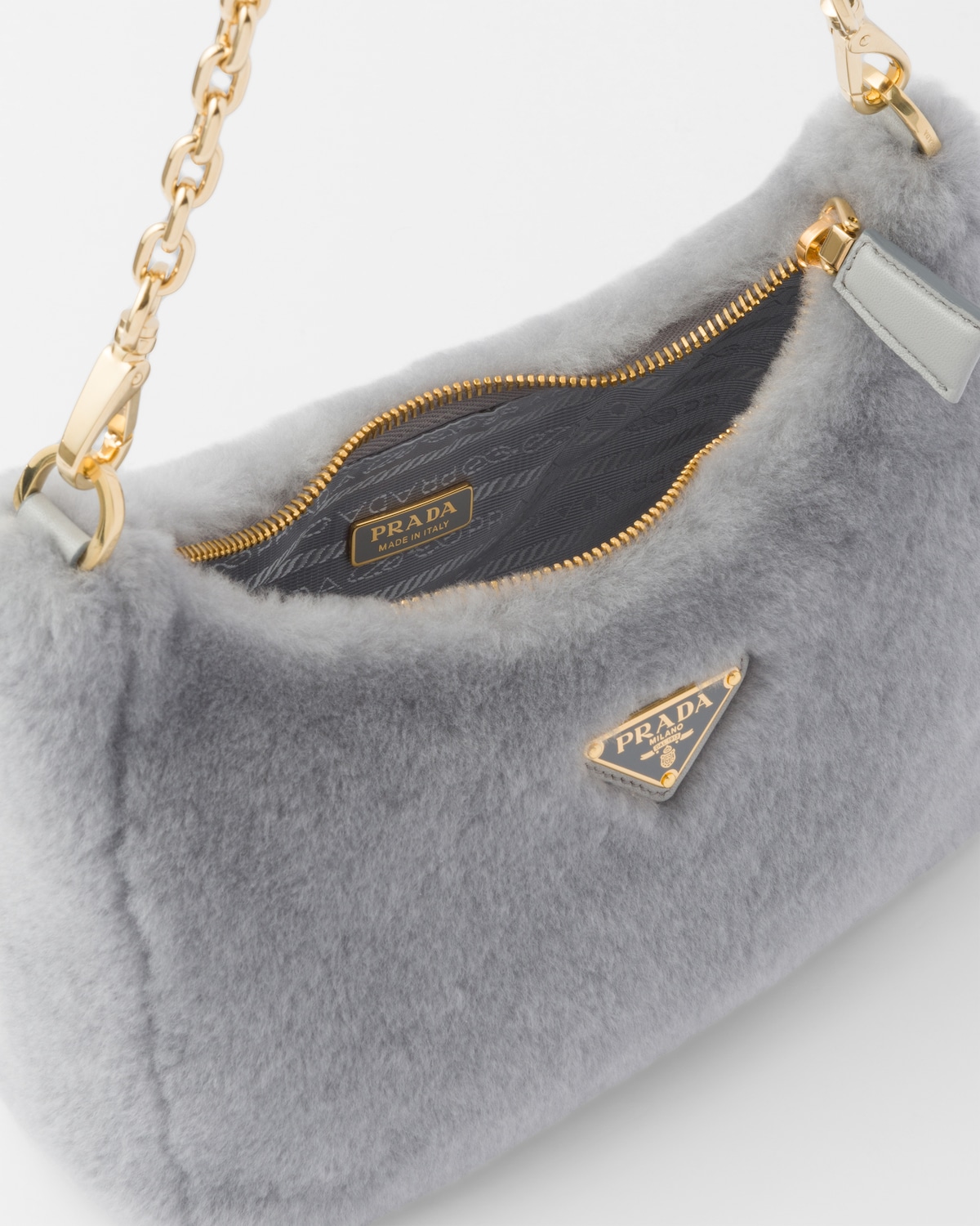 Cornflower Prada Re-edition Shearling Mini-bag | PRADA