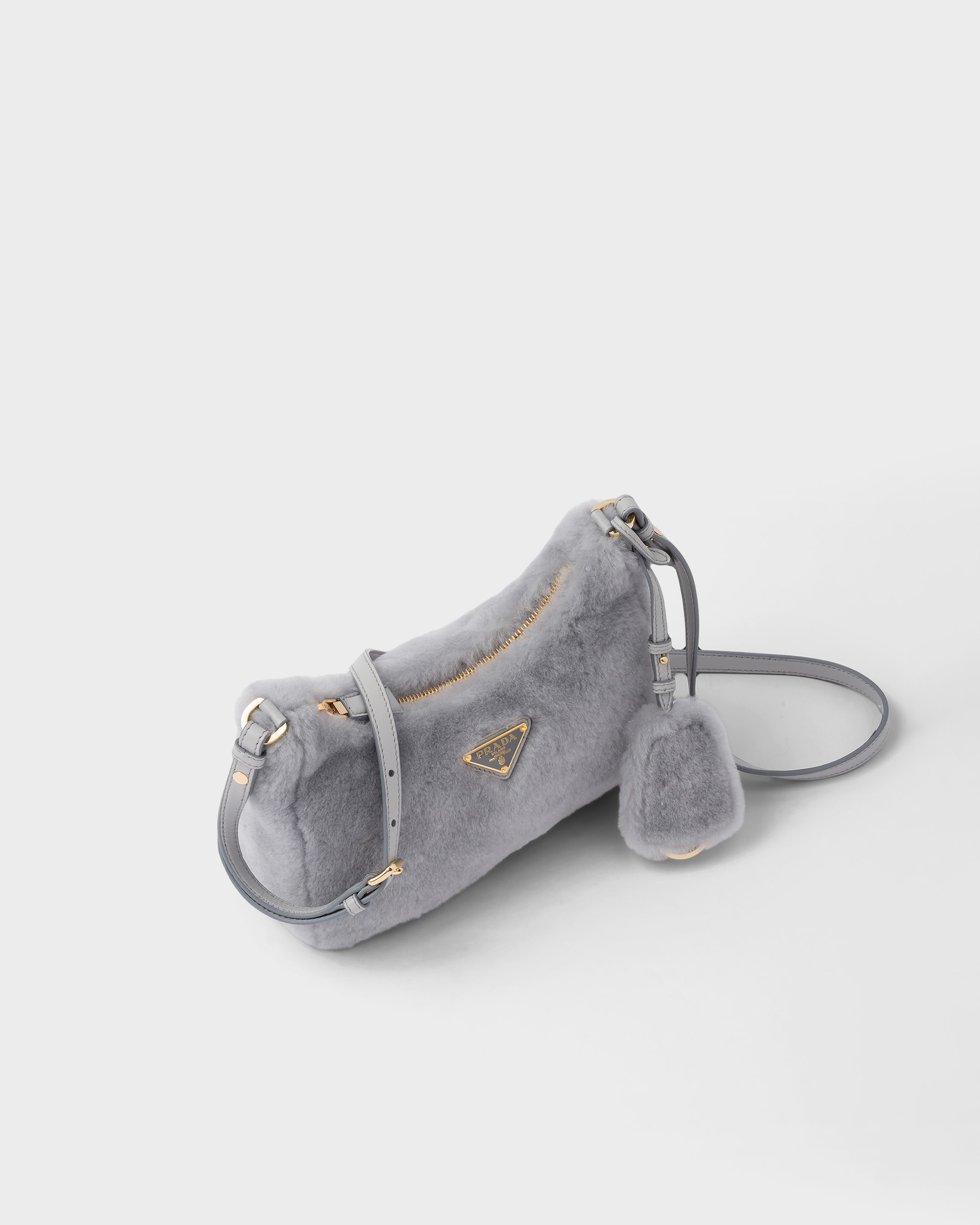 Cornflower Prada Re-edition Shearling Mini-bag | PRADA
