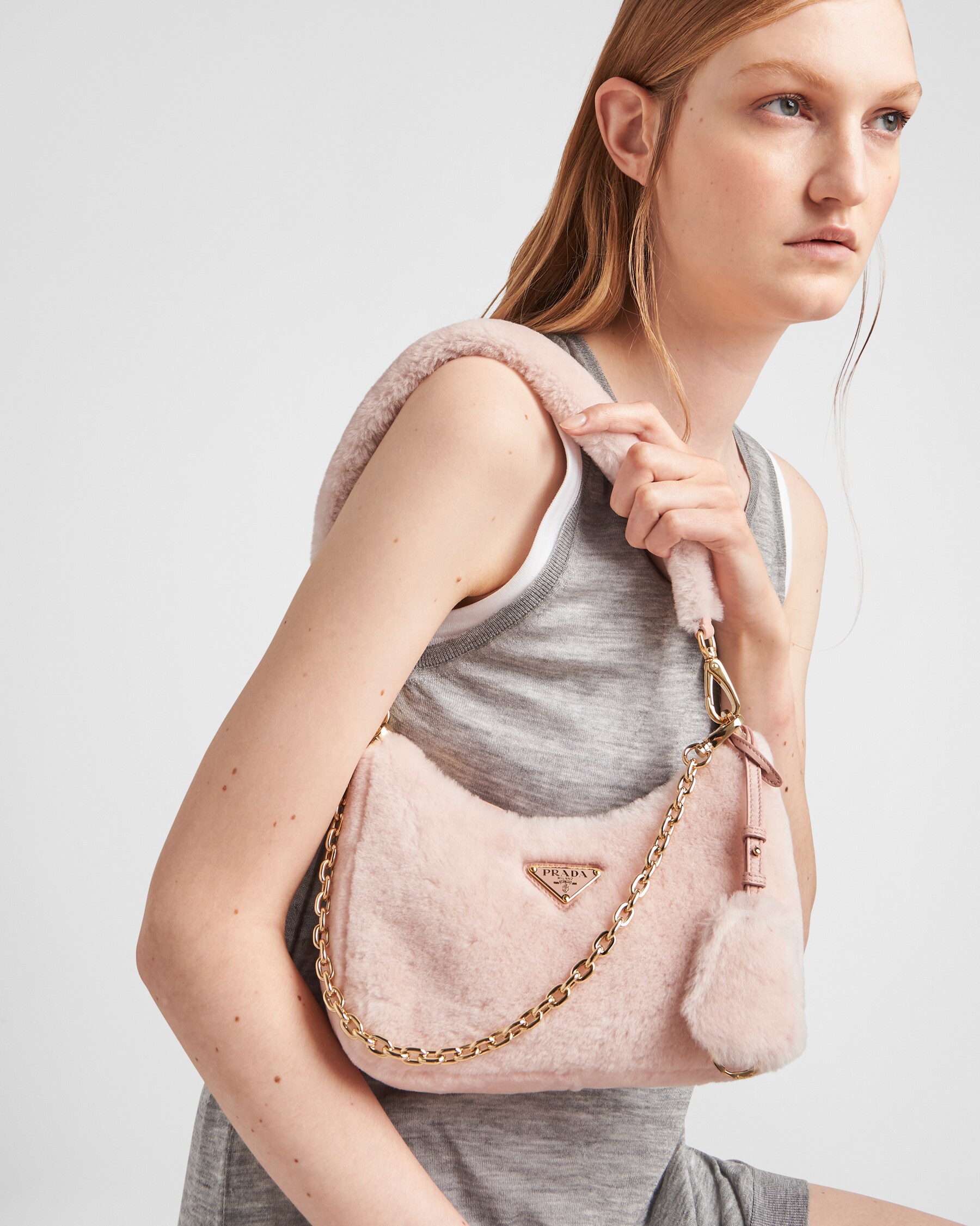 Orchid Pink Prada Re-edition Shearling Mini-bag | PRADA
