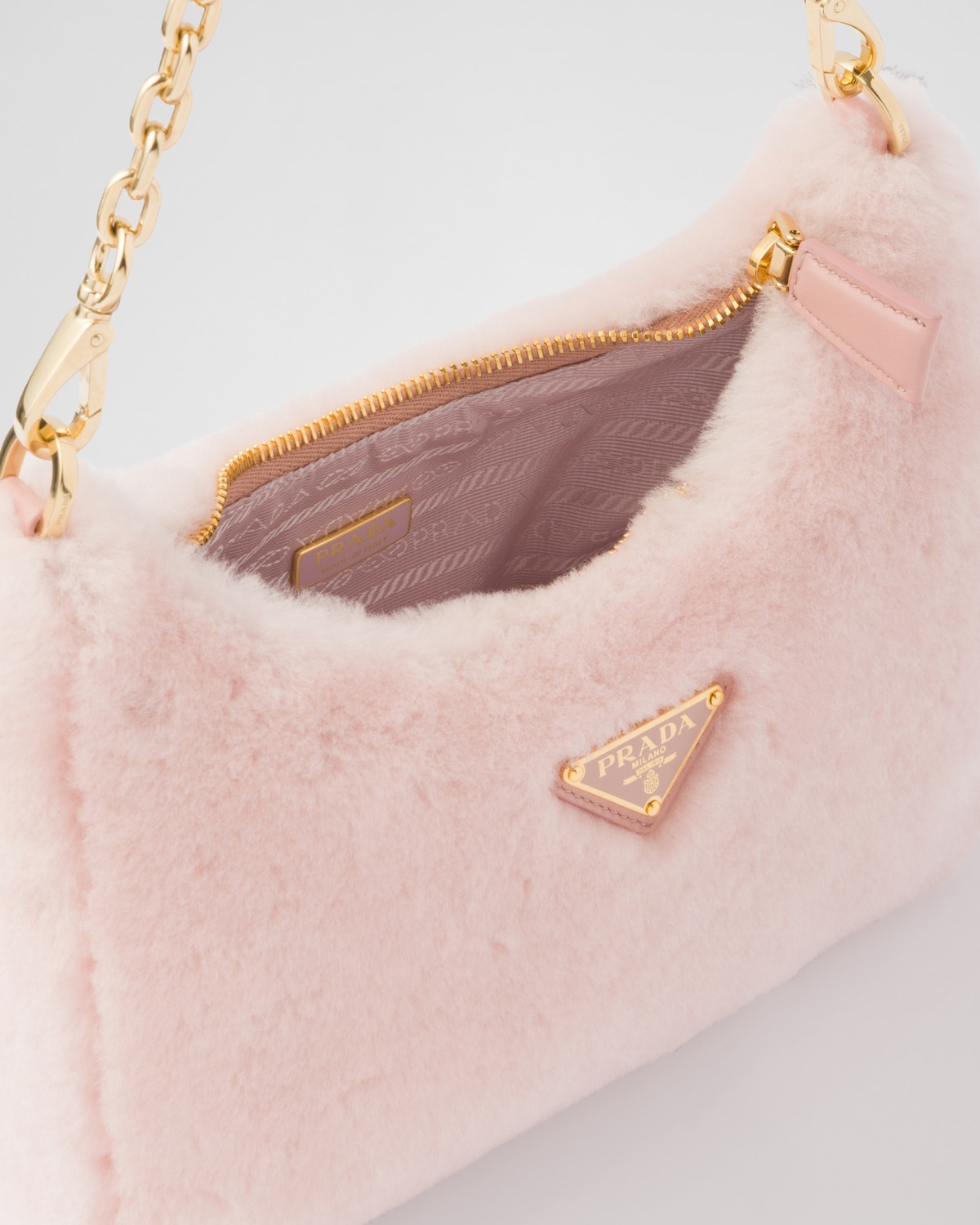 Orchid Pink Prada Re-edition Shearling Mini-bag | PRADA