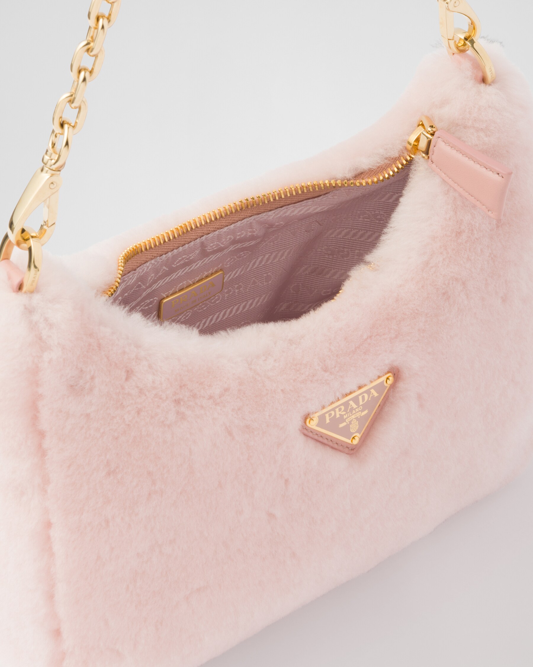 Orchid Pink Prada Re-edition Shearling Mini-bag | PRADA