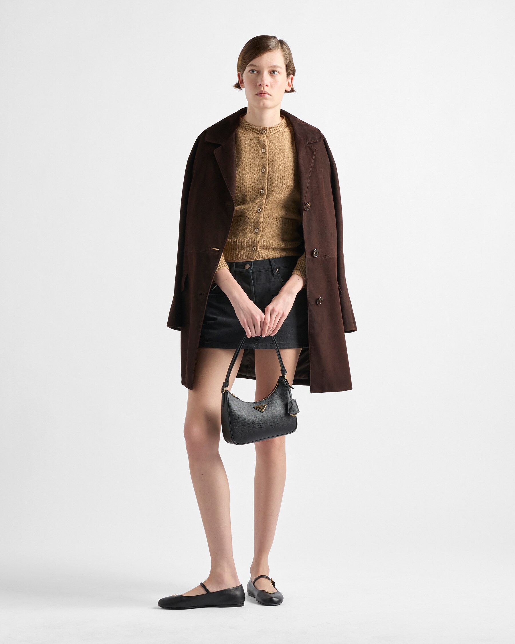 Black Prada Re-edition Saffiano Leather Mini Bag | PRADA