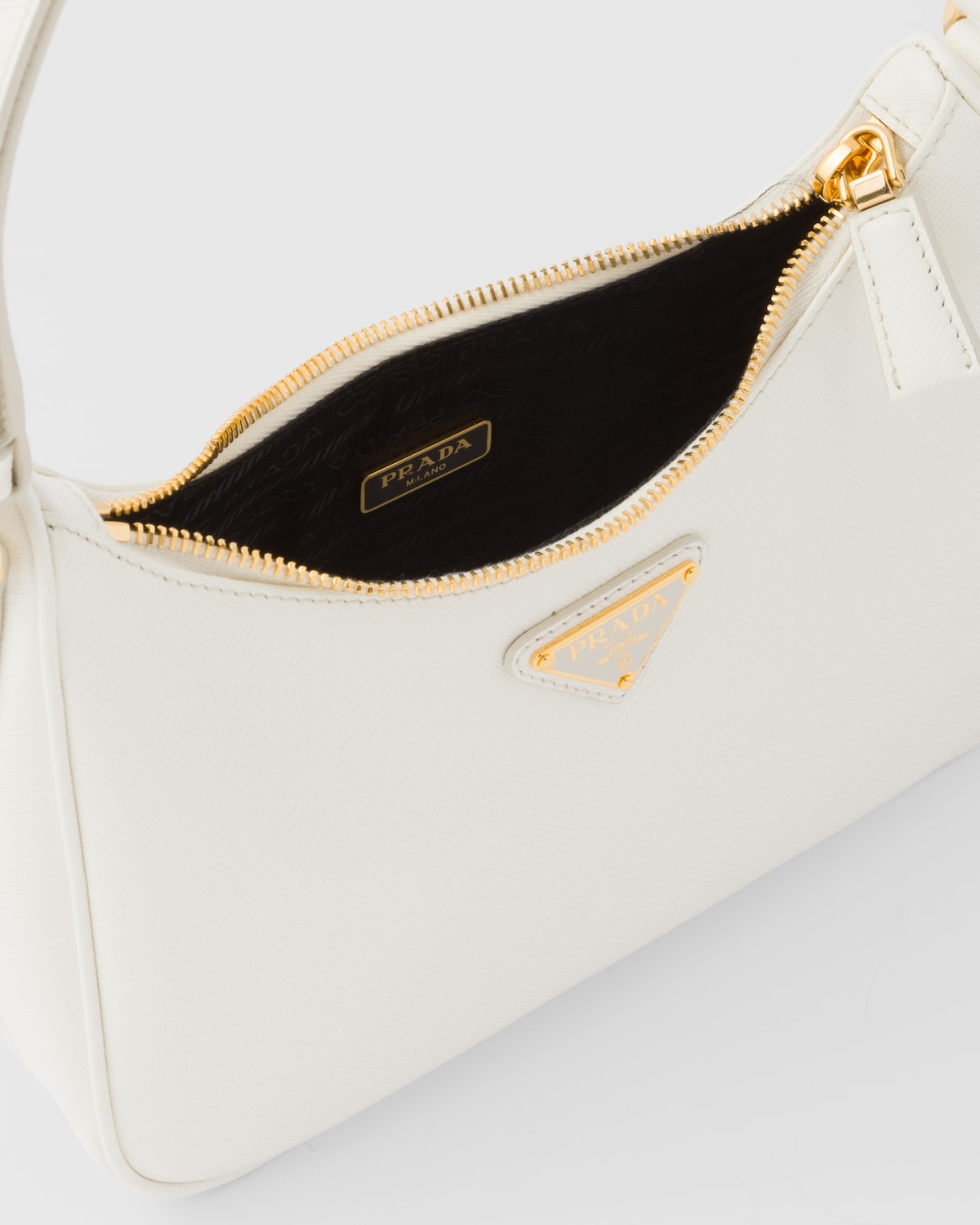 White Prada Re-edition Saffiano Leather Mini Bag | PRADA