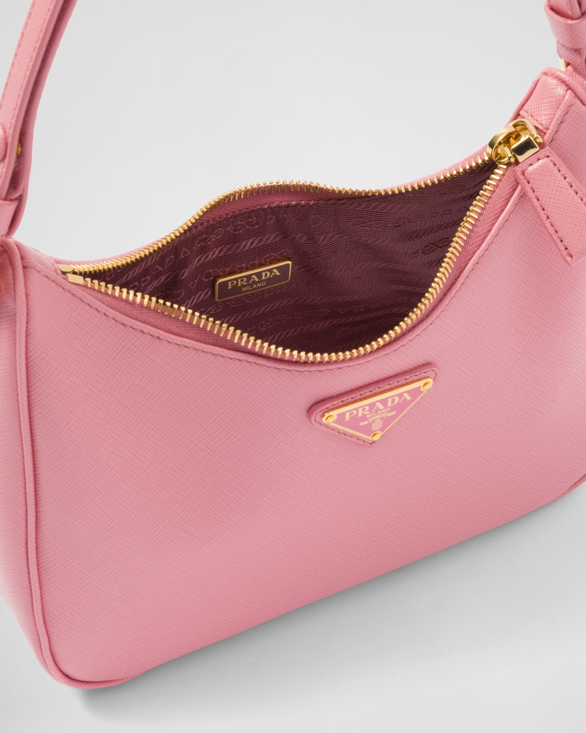 Petal Pink Prada Re-edition Saffiano Leather Mini Bag | PRADA