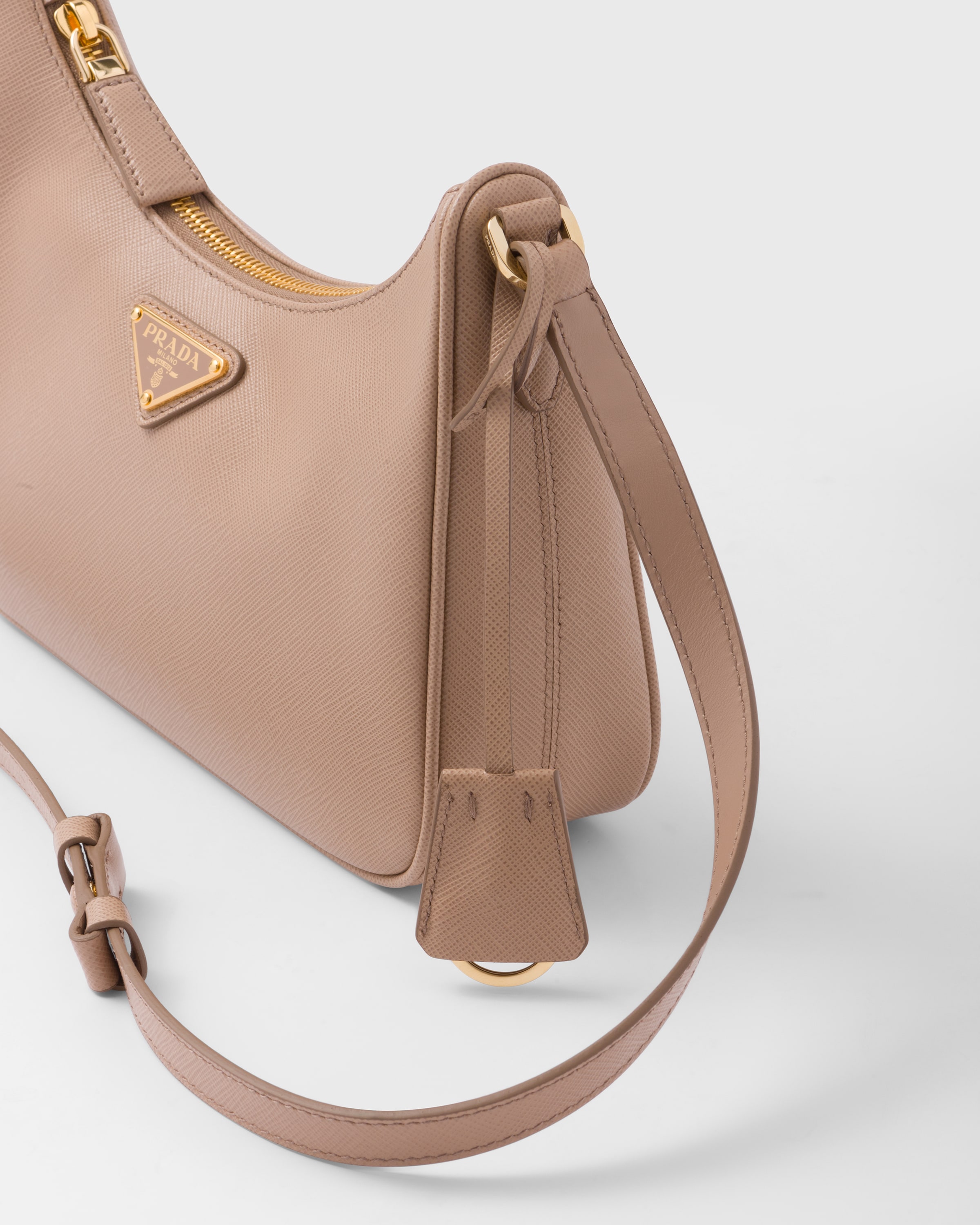 Cameo Beige Prada Re-edition Saffiano Leather Mini Bag | PRADA