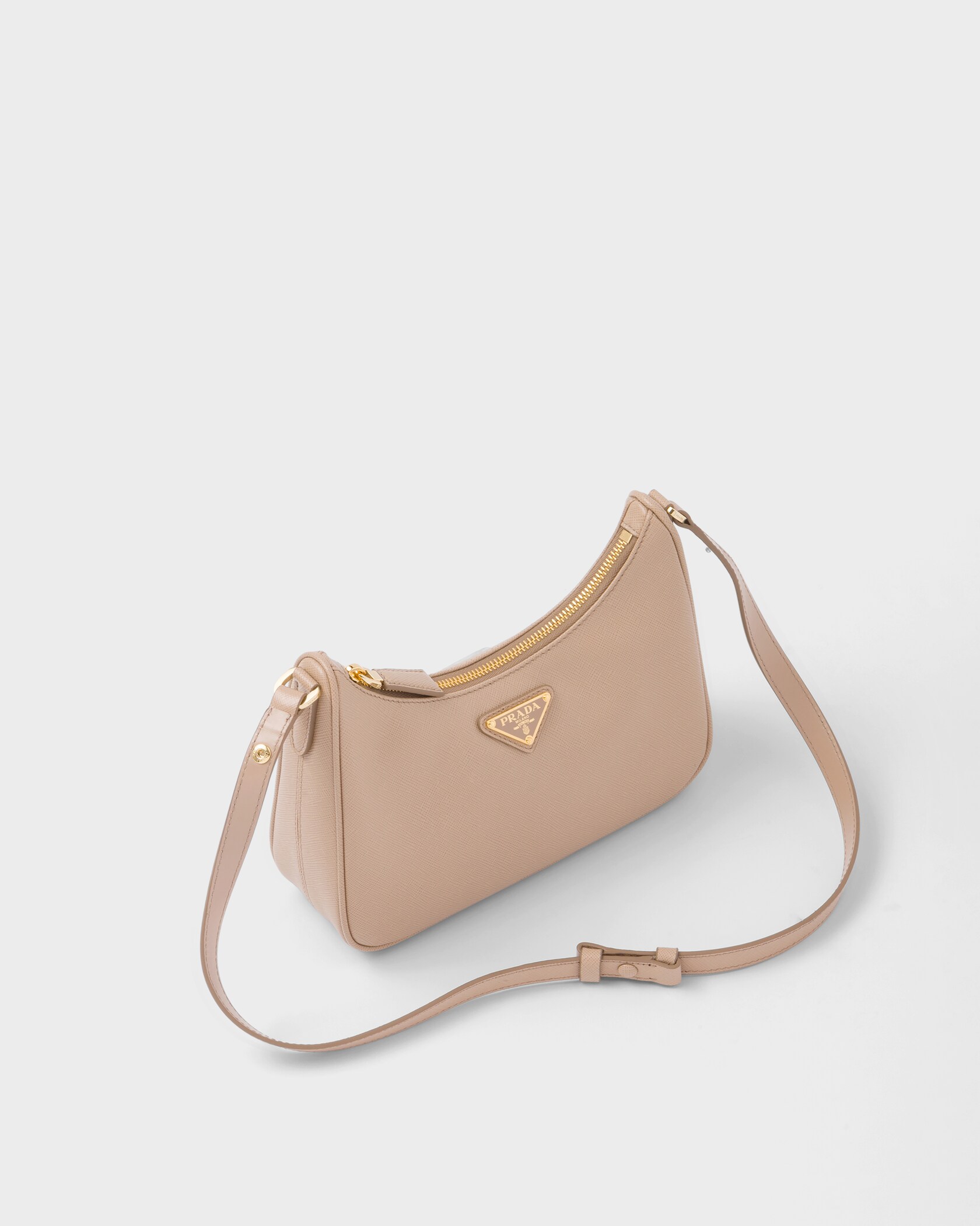 Cameo Beige Prada Re-edition Saffiano Leather Mini Bag | PRADA