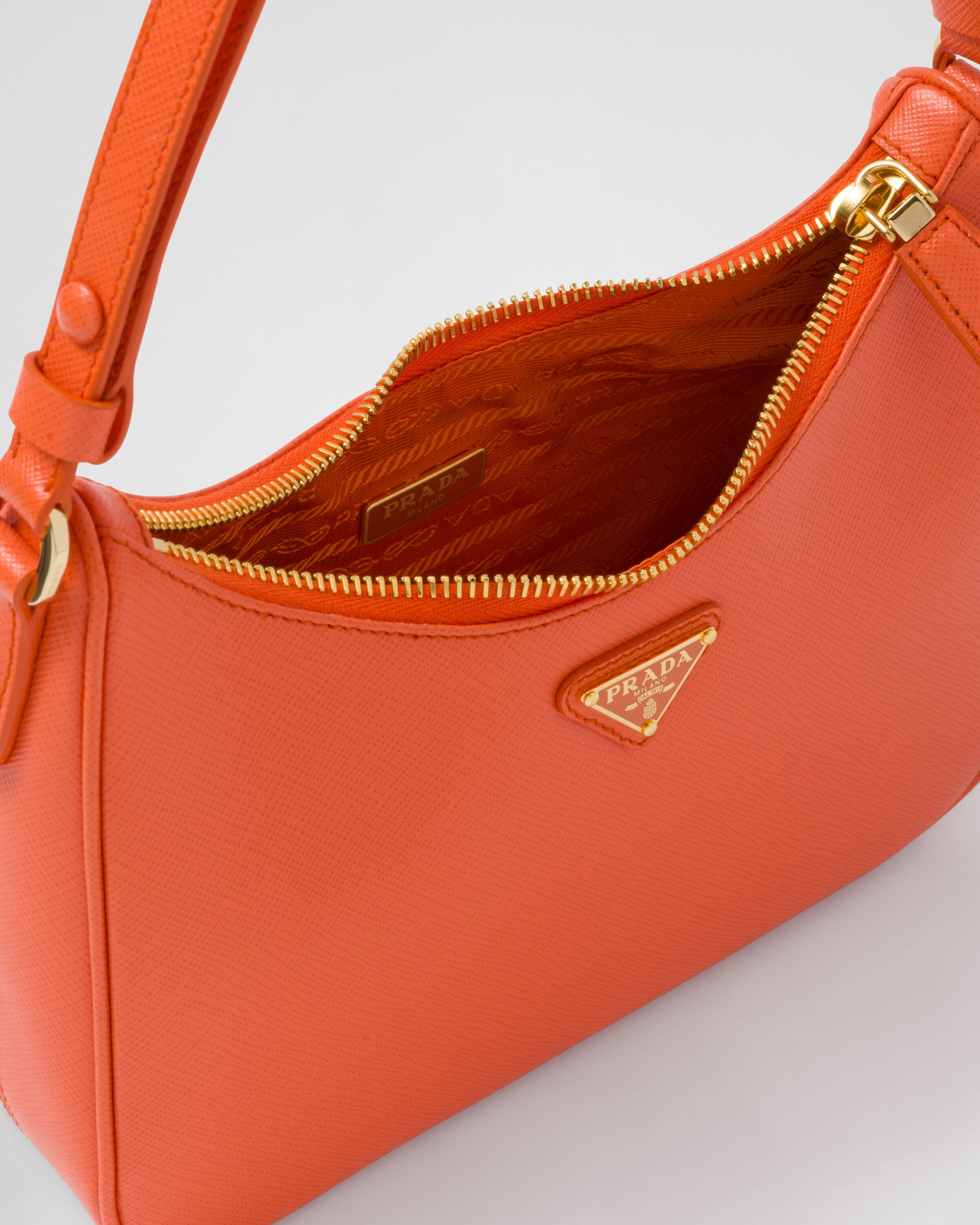 Orange Prada Re-edition Saffiano Leather Mini-bag | PRADA
