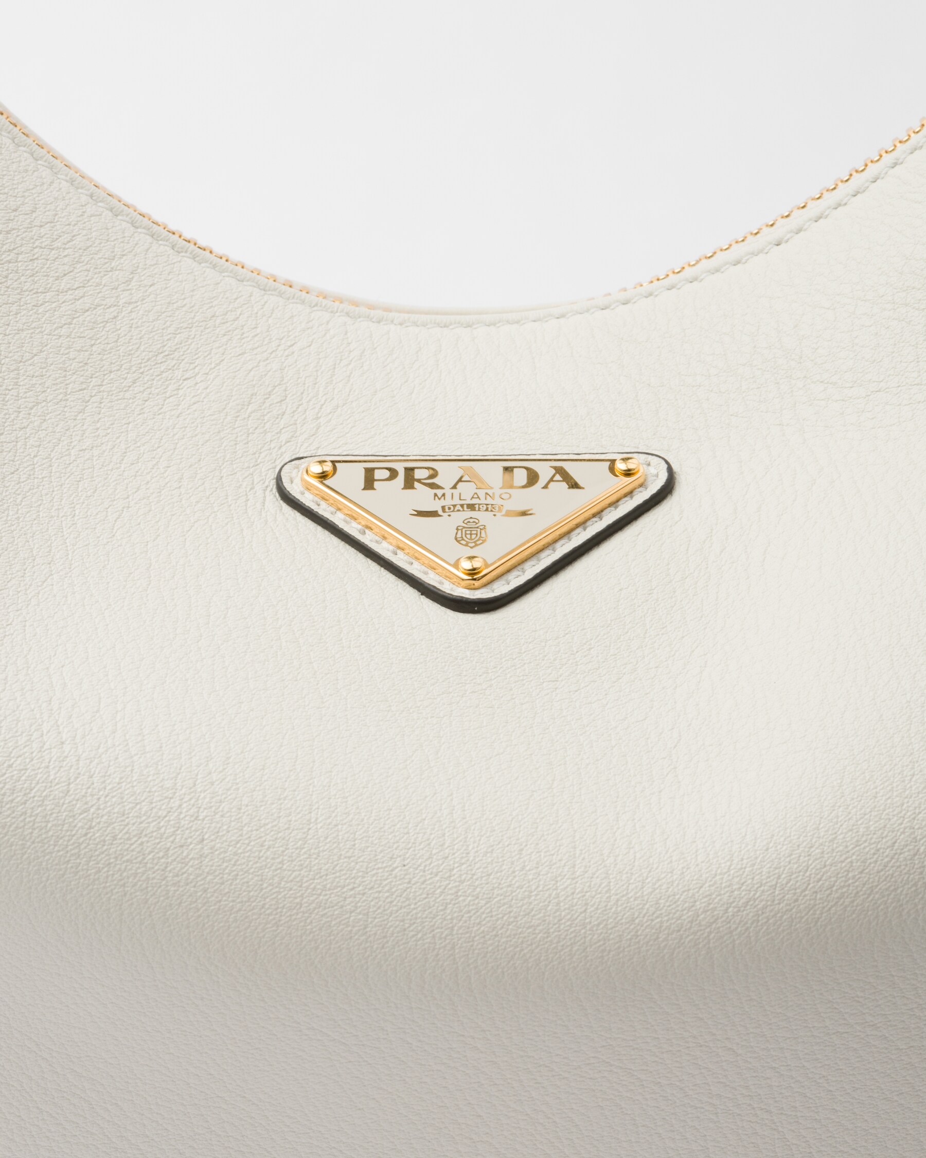 White Prada Arqué Large Leather Shoulder Bag | PRADA