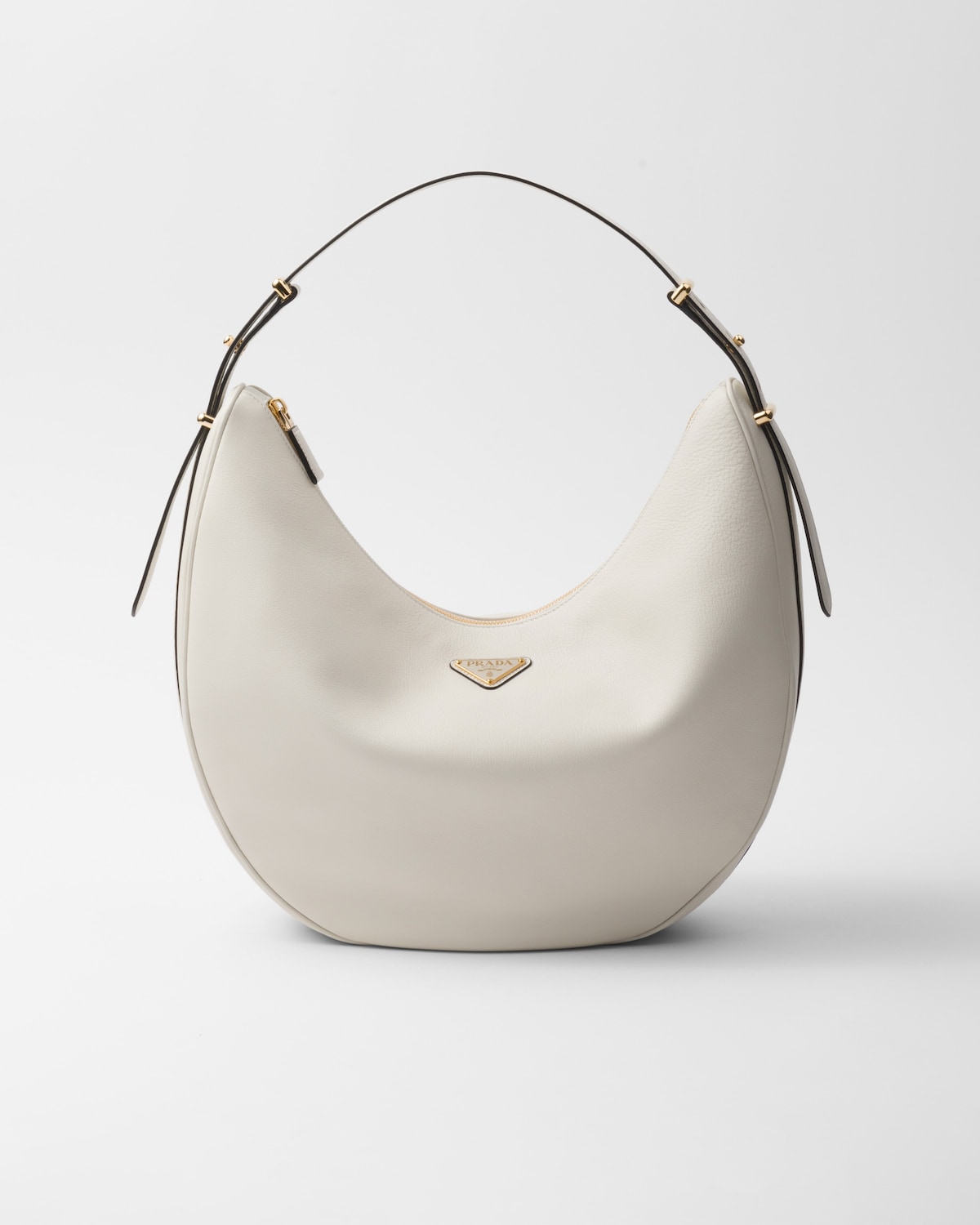 White Prada Arqué Large Leather Shoulder Bag | PRADA