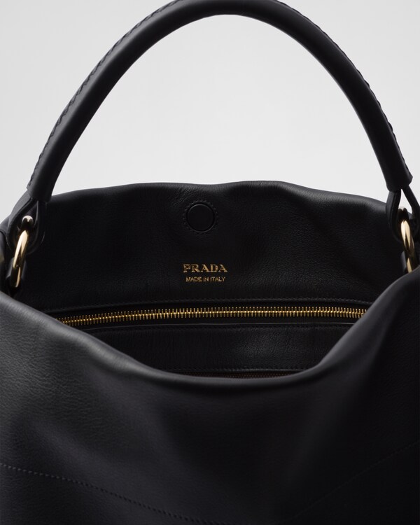 Black Large Leather Shoulder Bag | PRADA