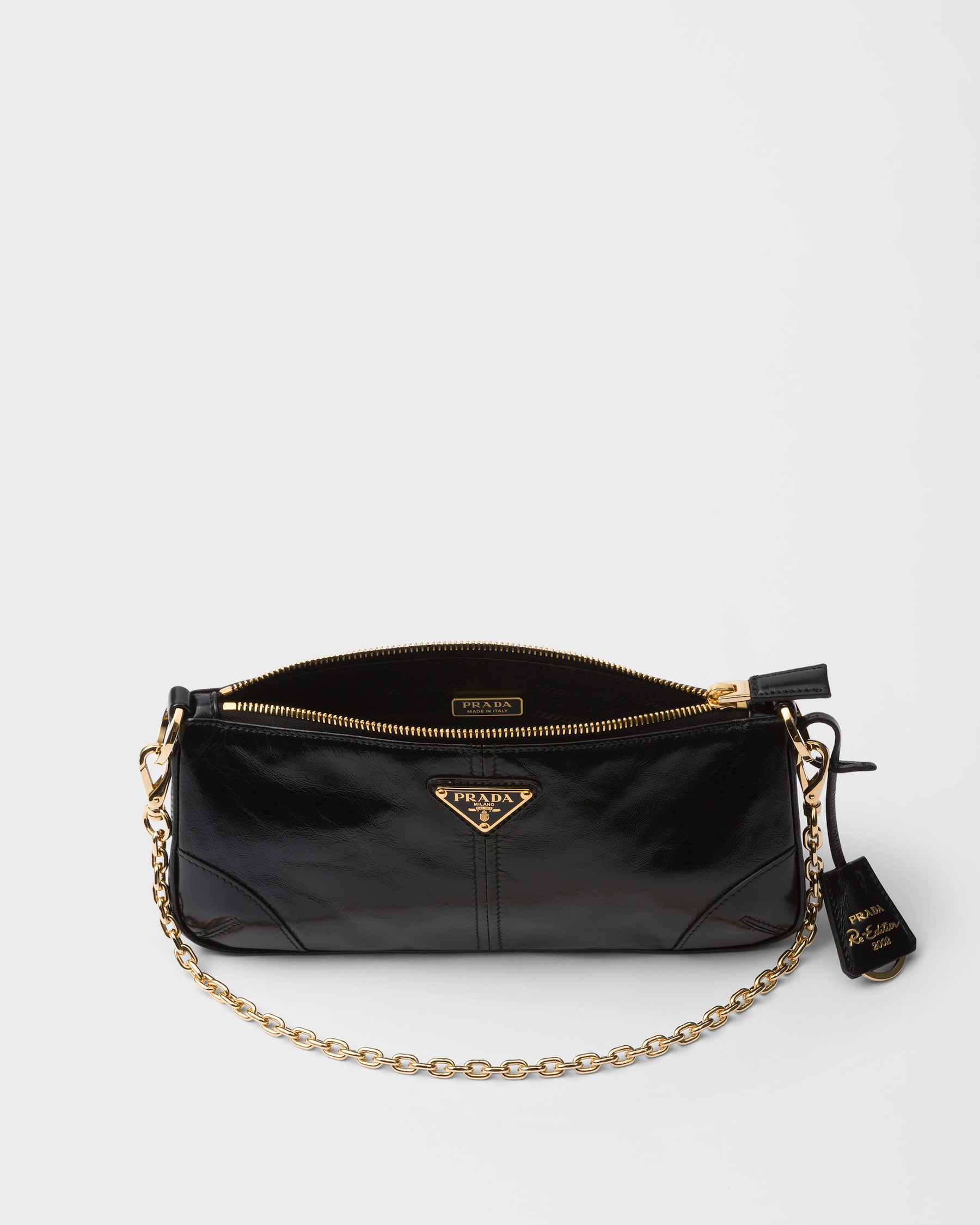 Black Prada Re-edition 2002 Medium Leather Shoulder Bag | PRADA