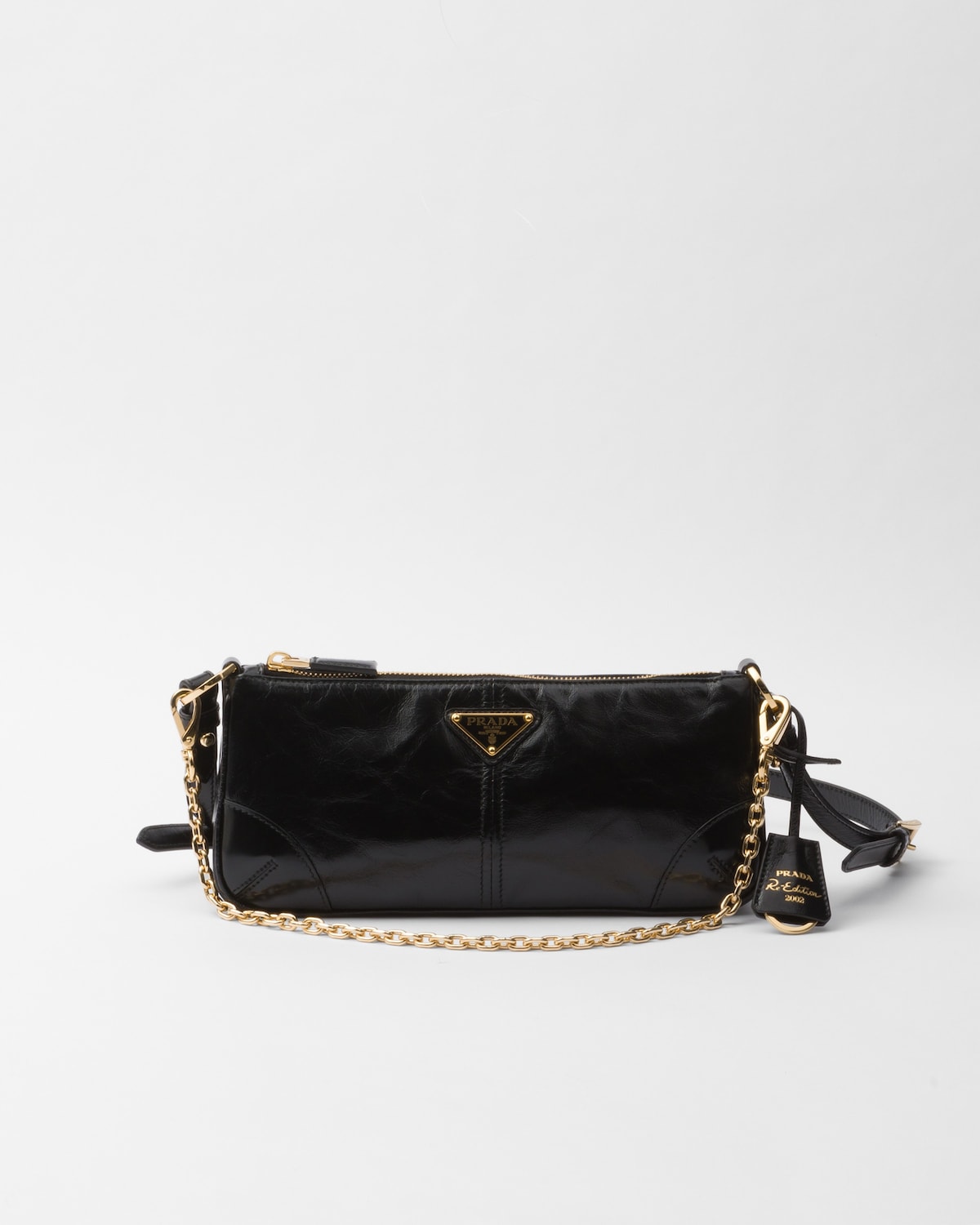 Black Prada Re-edition 2002 Medium Leather Shoulder Bag | PRADA
