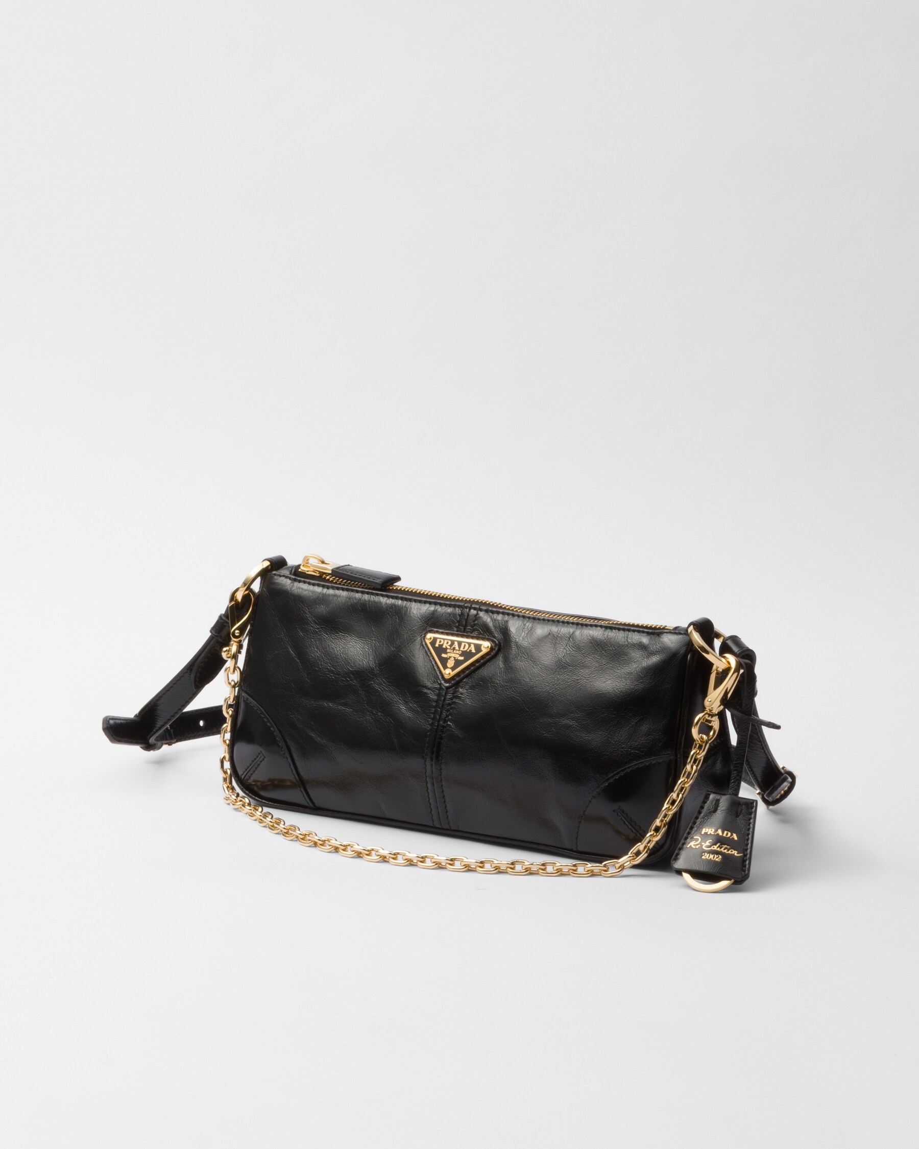 Black Prada Re-edition 2002 Medium Leather Shoulder Bag | PRADA