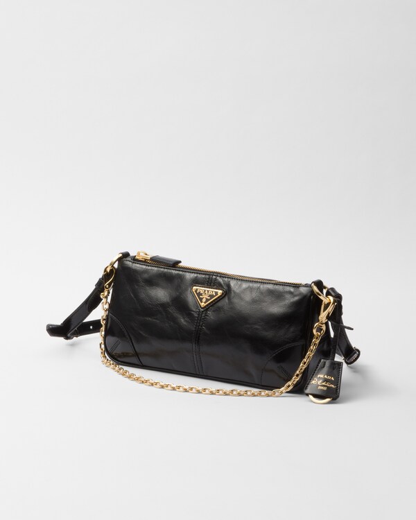 Black Prada Re-edition 2002 Medium Leather Shoulder Bag | PRADA