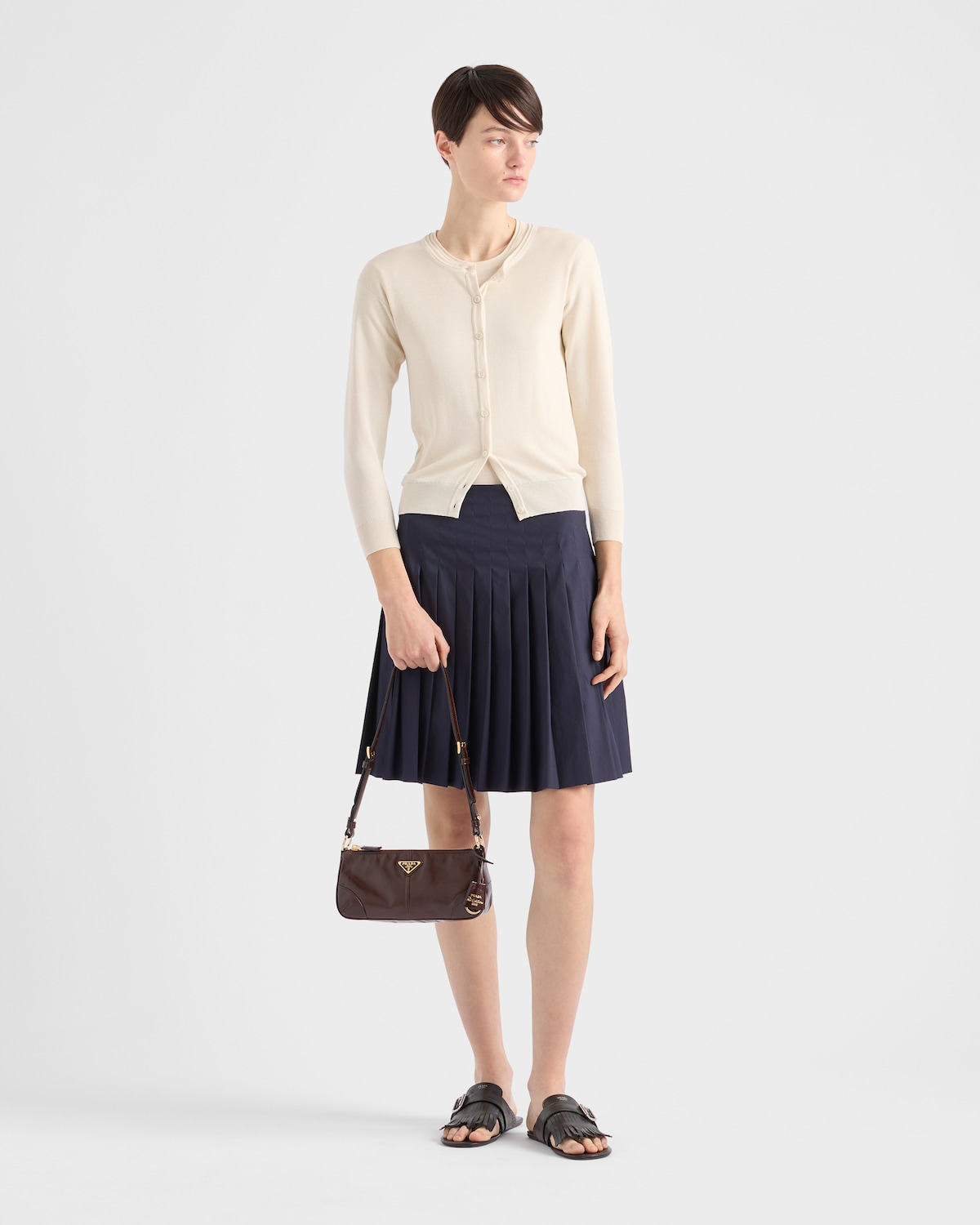 Dark Brown Prada Re-edition 2002 Medium Leather Shoulder Bag | PRADA