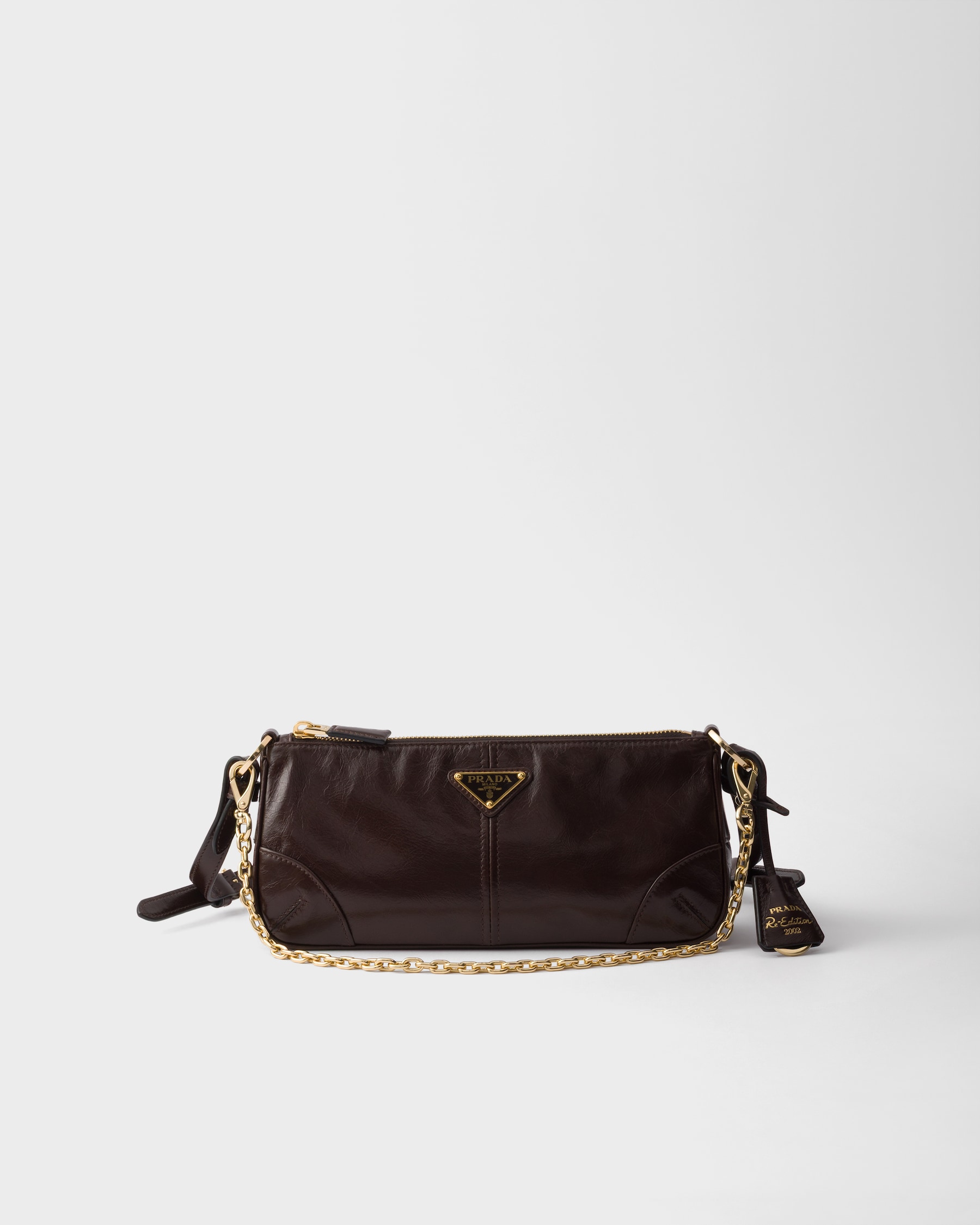 Dark Brown Prada Re-edition 2002 Medium Leather Shoulder Bag | PRADA