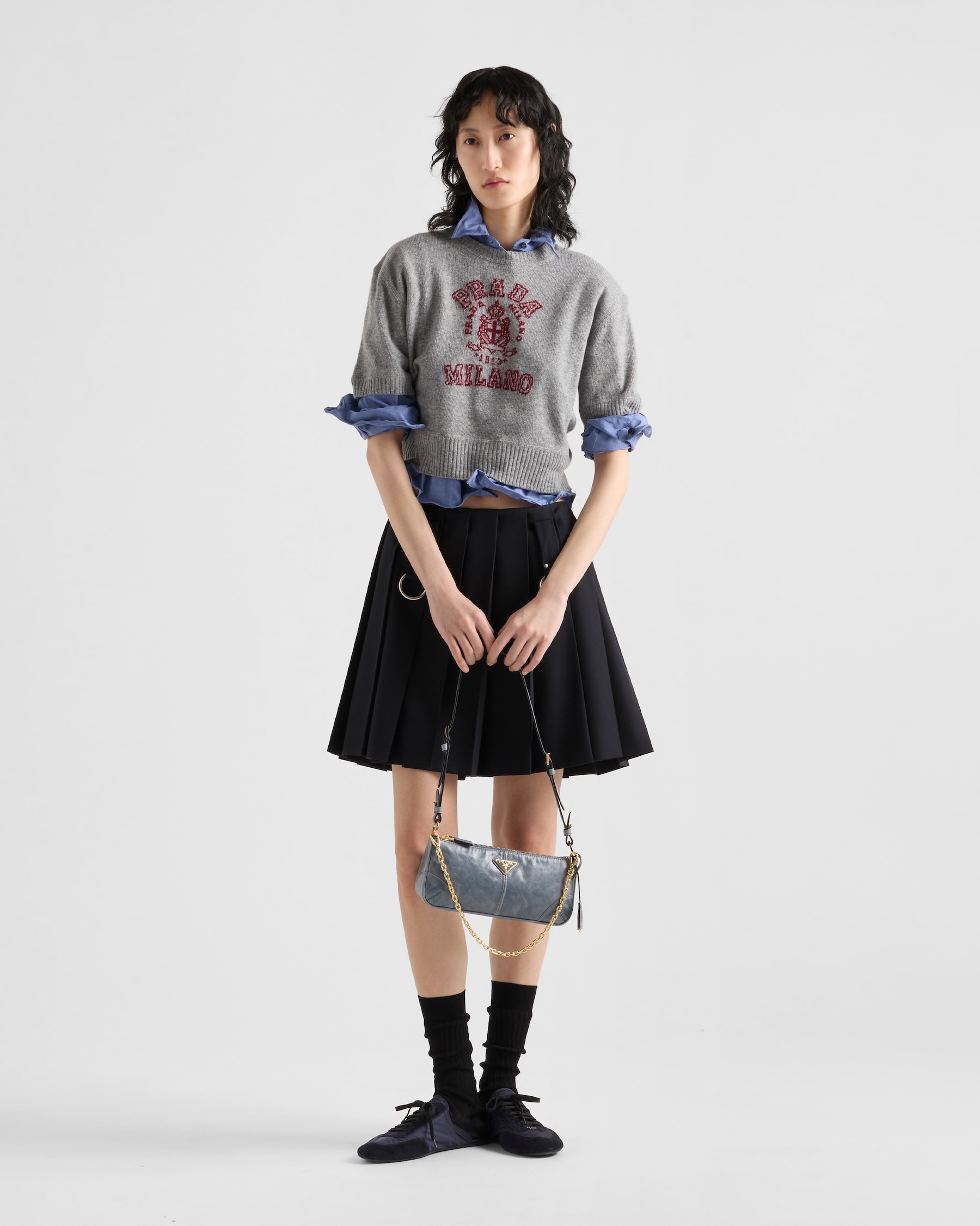 Air Force Blue Prada Re-edition 2002 Medium Leather Shoulder Bag | PRADA