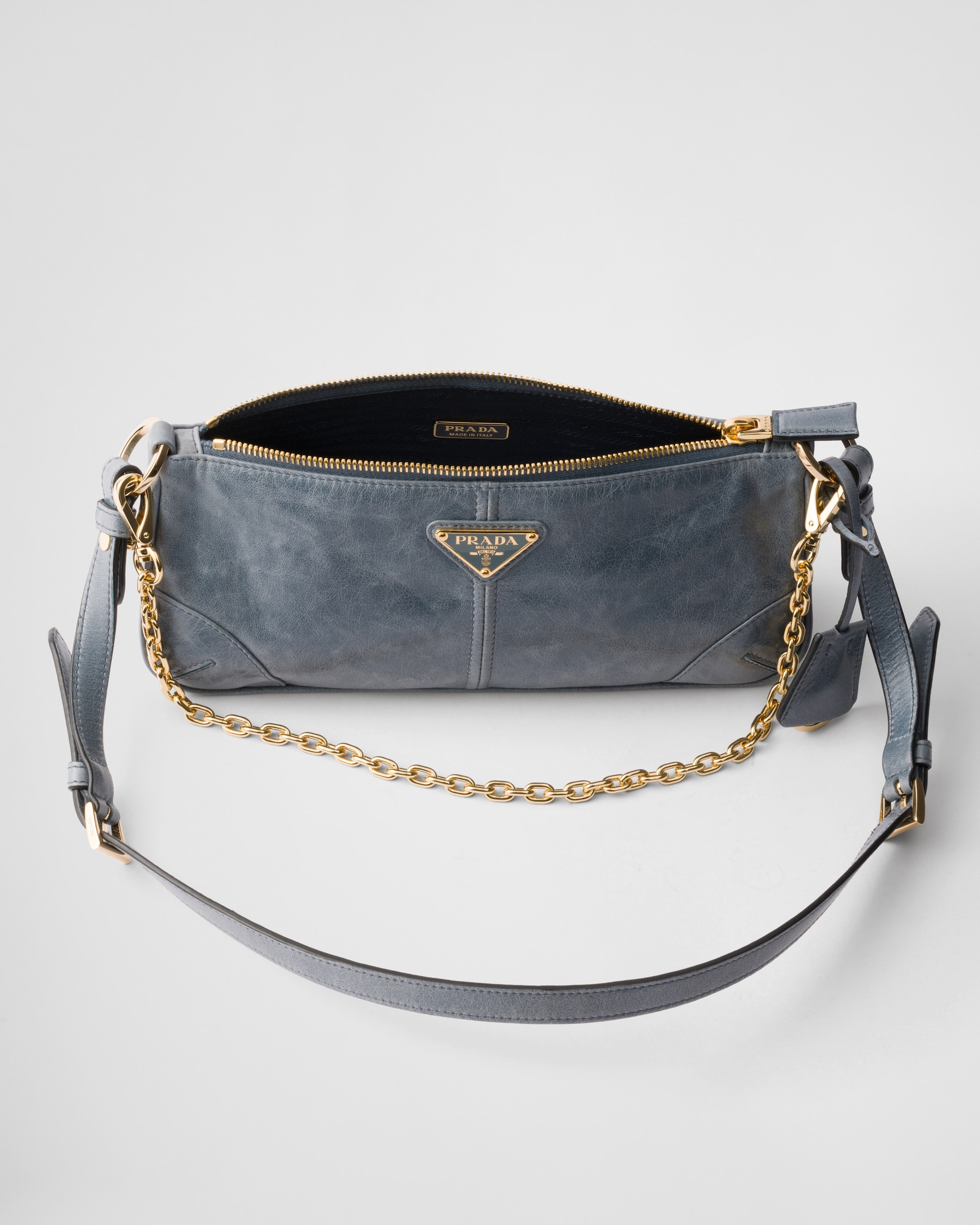 Air Force Blue Prada Re-edition 2002 Medium Leather Shoulder Bag | PRADA