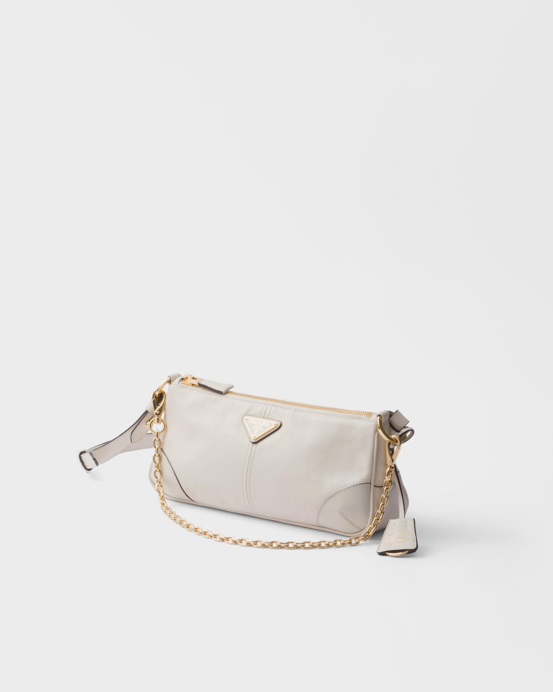 White Prada Re-edition 2002 Medium Leather Shoulder Bag | PRADA