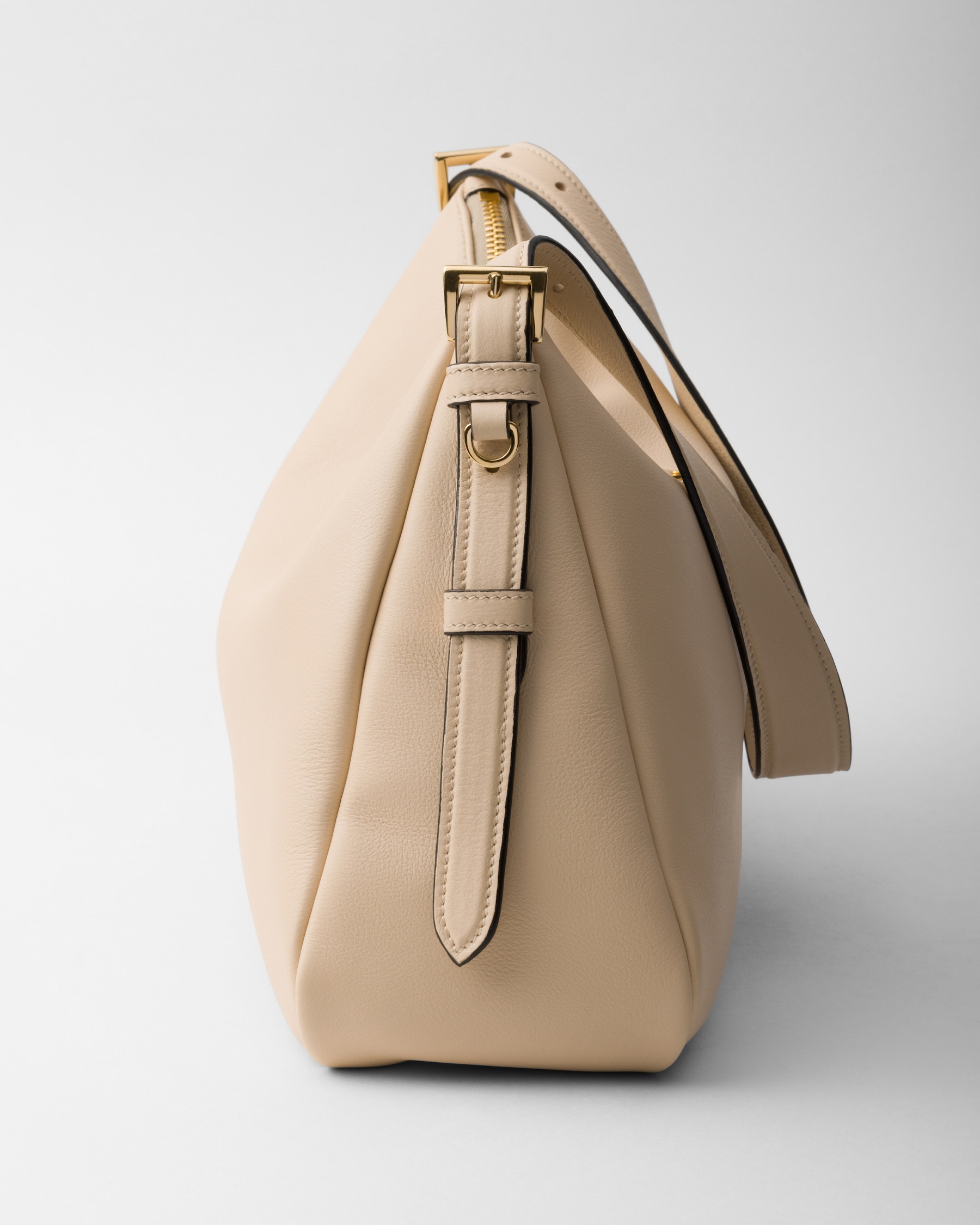 Travertine Prada Aimée Large Leather Shoulder Bag | PRADA