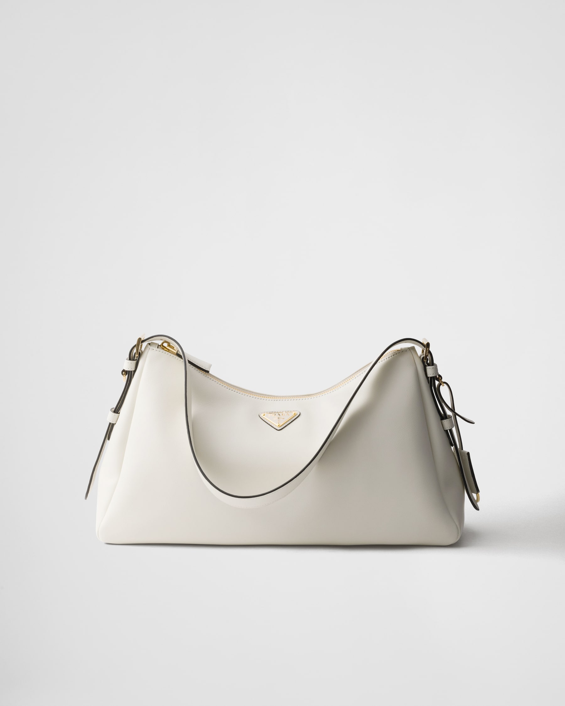 White Prada Aimée Large Leather Shoulder Bag | PRADA
