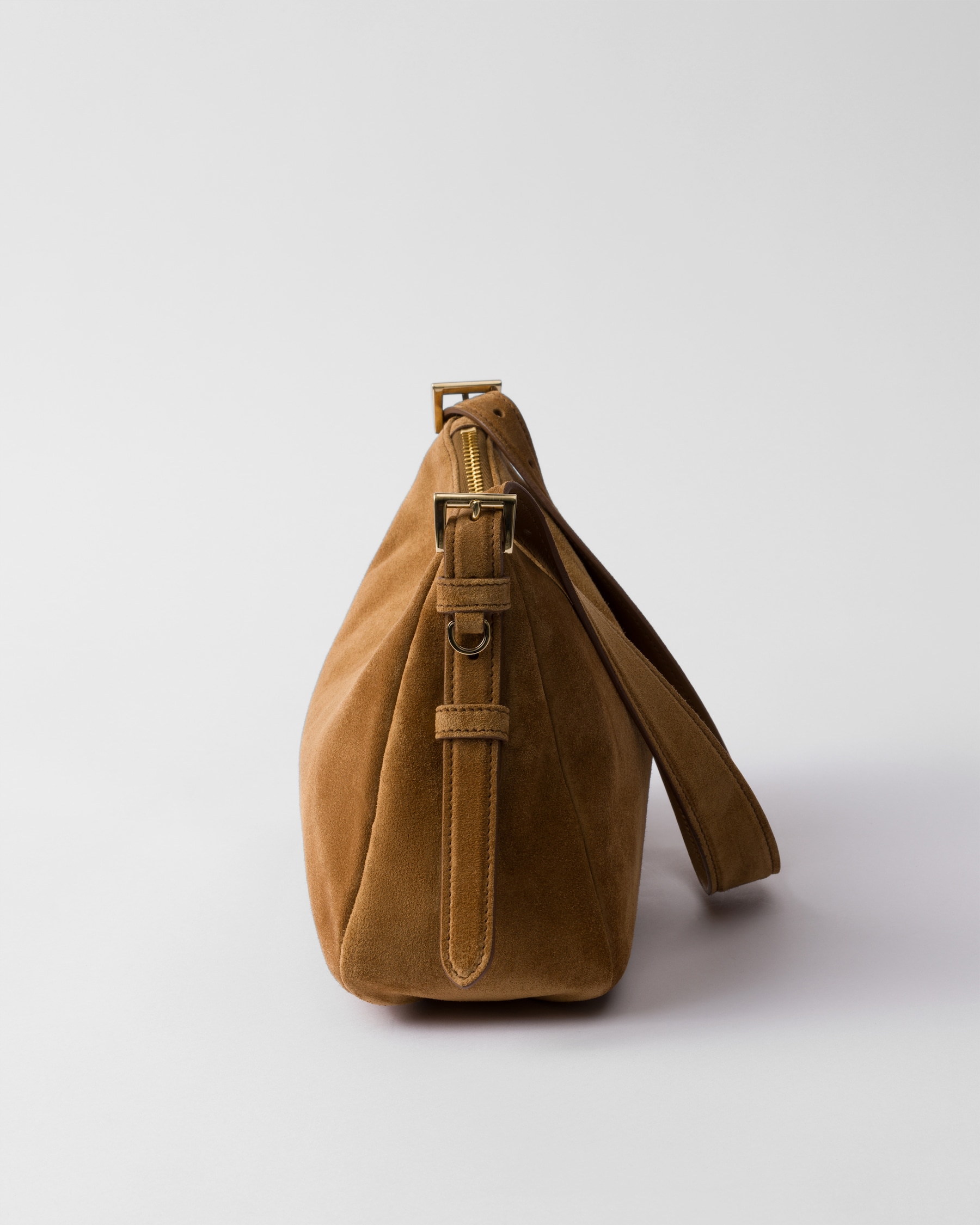 Cinnamon Prada Aimée Medium Suede Shoulder Bag | PRADA - United States