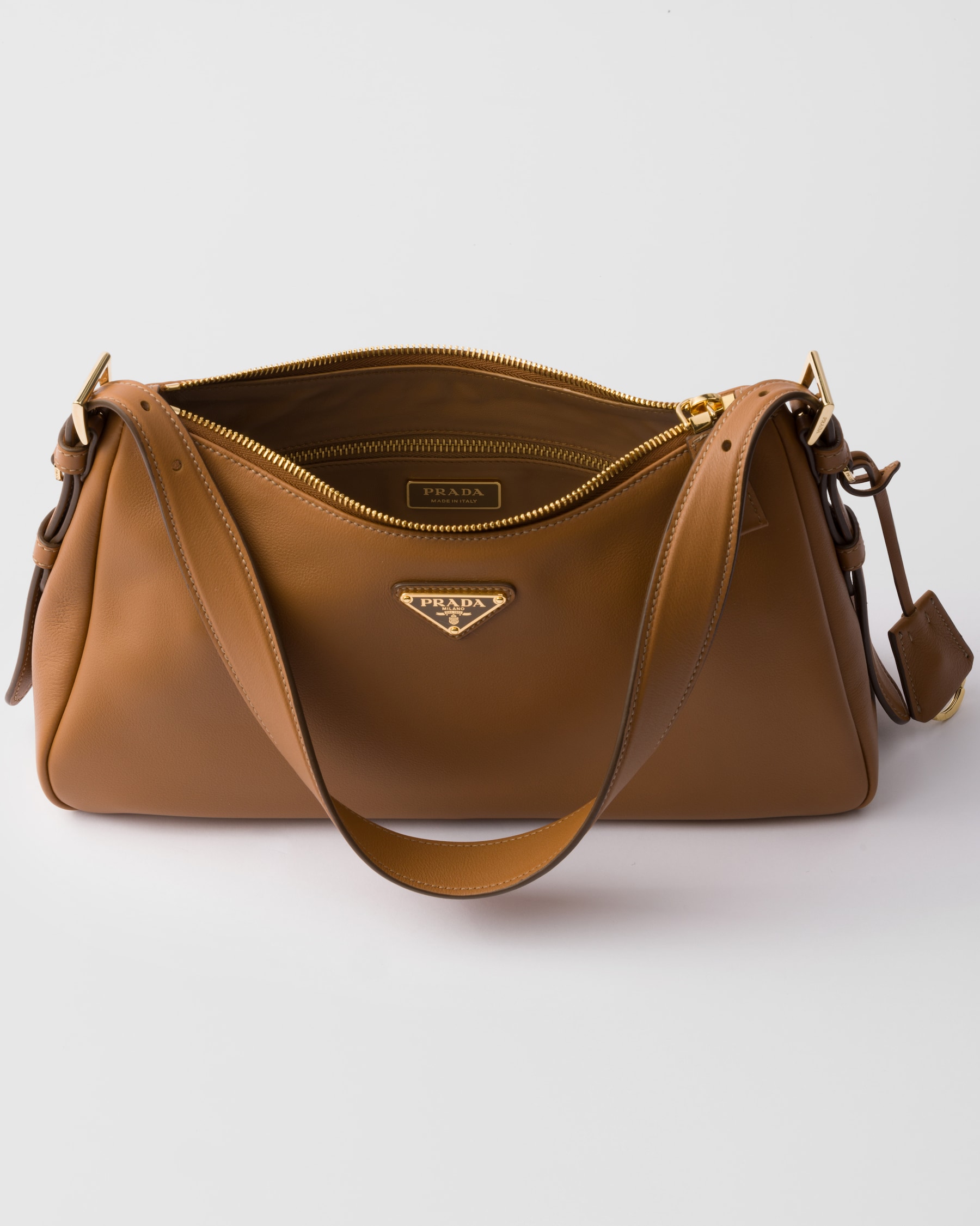 Caramel Prada Aimée Medium Leather Shoulder Bag | PRADA - United States