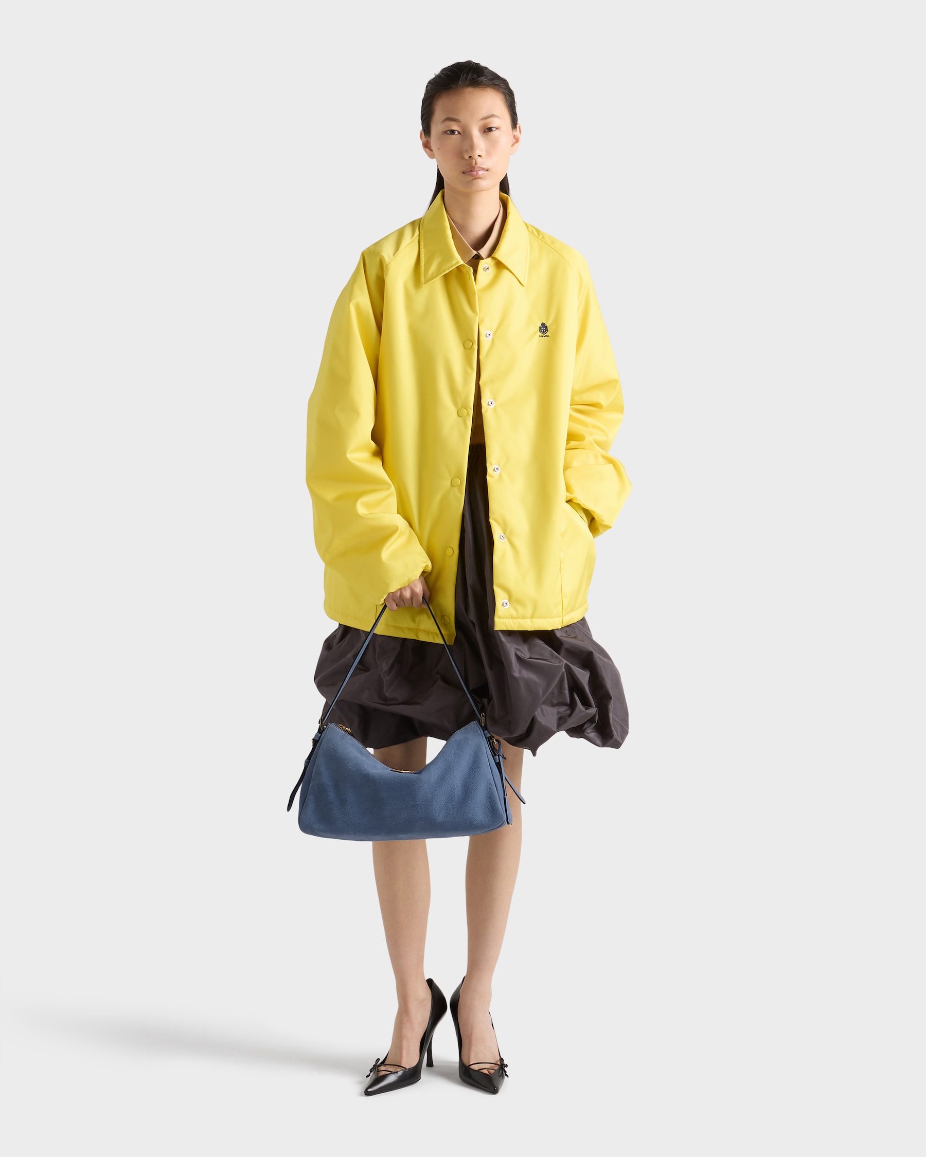 Aviation Blue Prada Aimée Large Nubuck Leather Shoulder Bag | PRADA ...