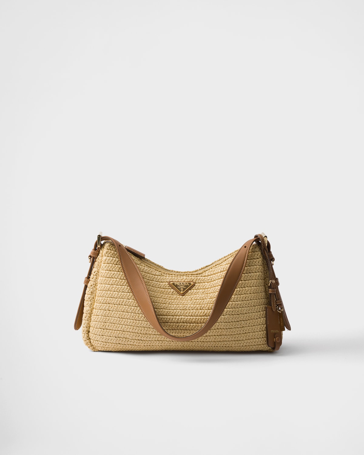 Natural Prada Aimée Large Crochet And Leather Bag | PRADA