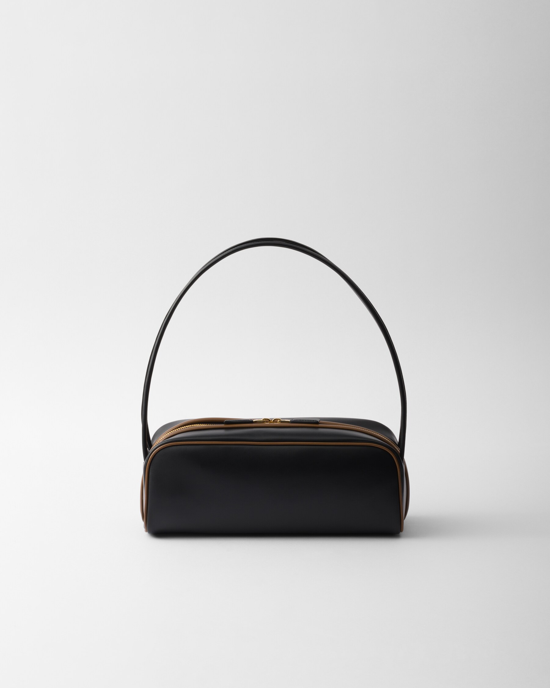Black/hazelnut Prada Swing Smooth Leather Shoulder Bag | PRADA