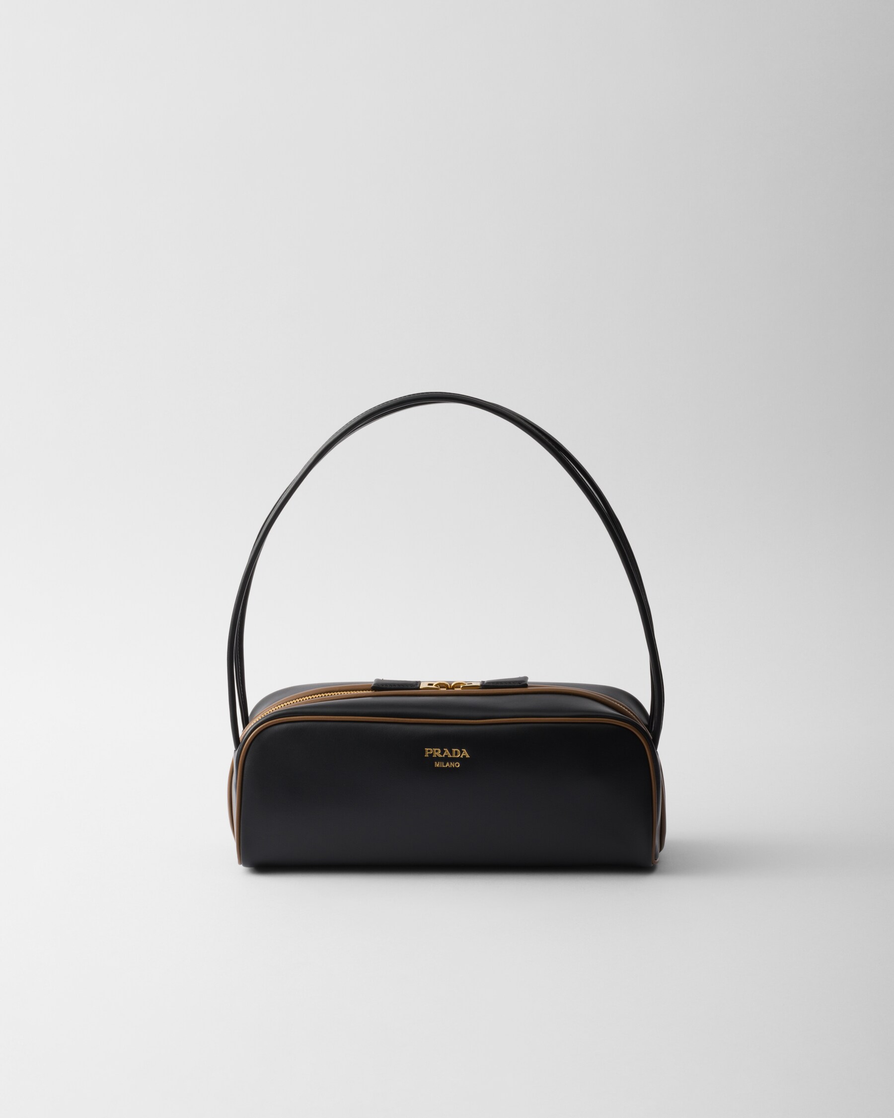 Black/hazelnut Prada Swing Smooth Leather Shoulder Bag | PRADA