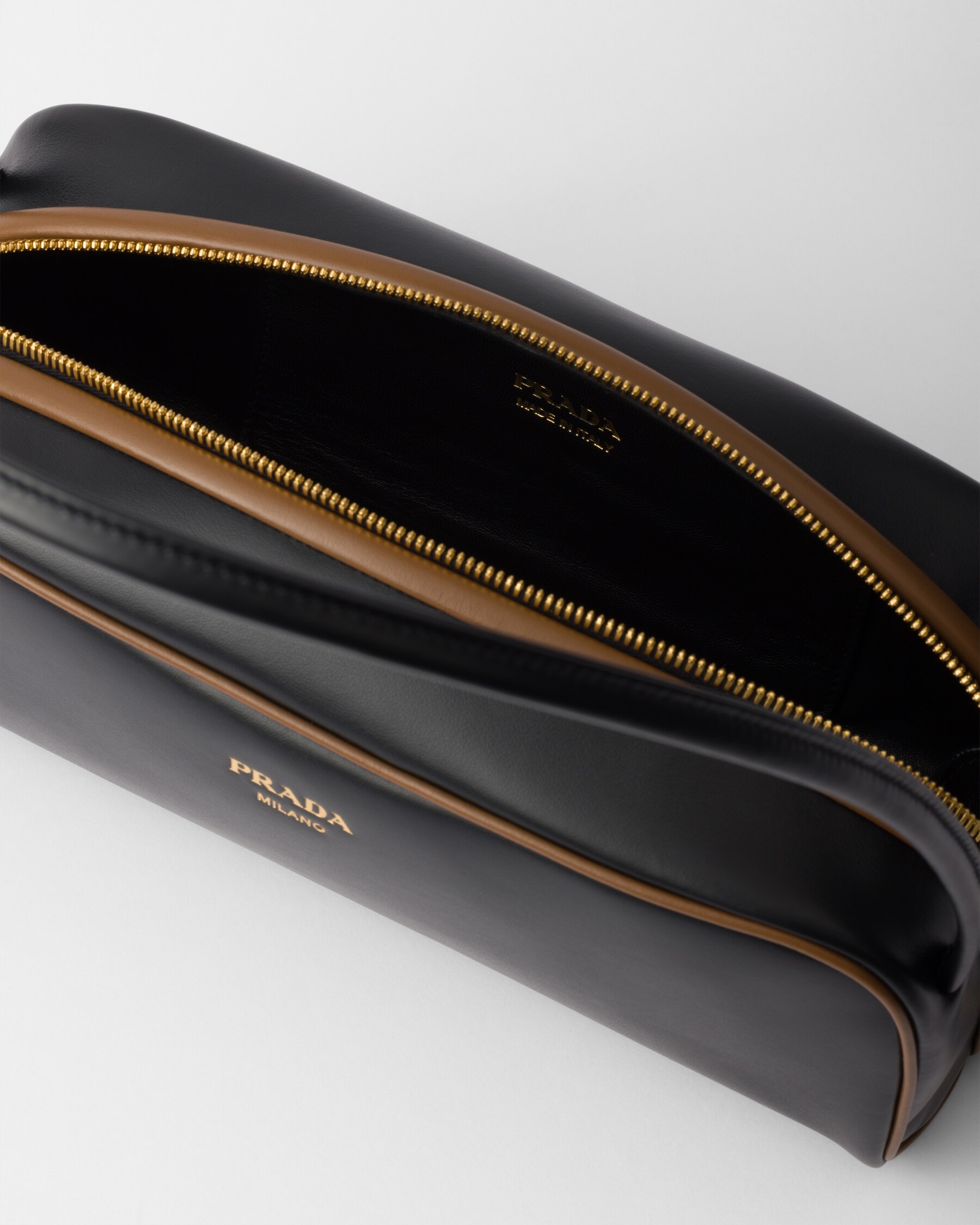 Black/hazelnut Prada Swing Smooth Leather Shoulder Bag | PRADA