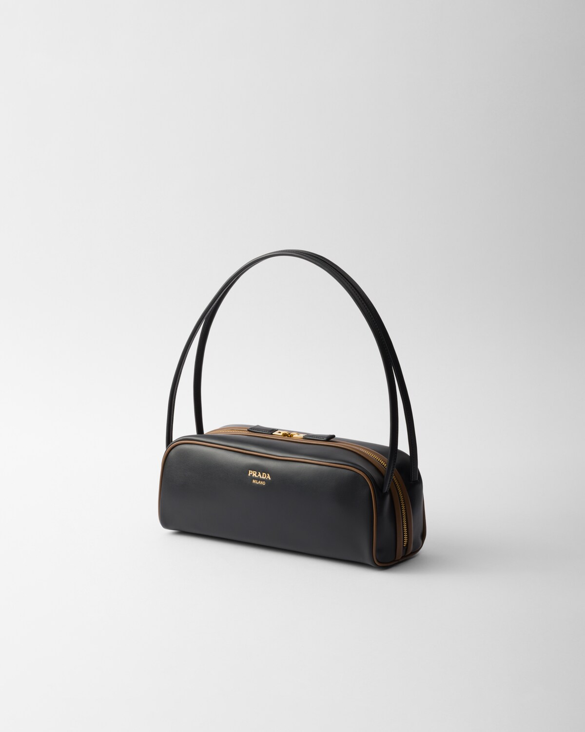 Black/hazelnut Prada Swing Smooth Leather Shoulder Bag | PRADA