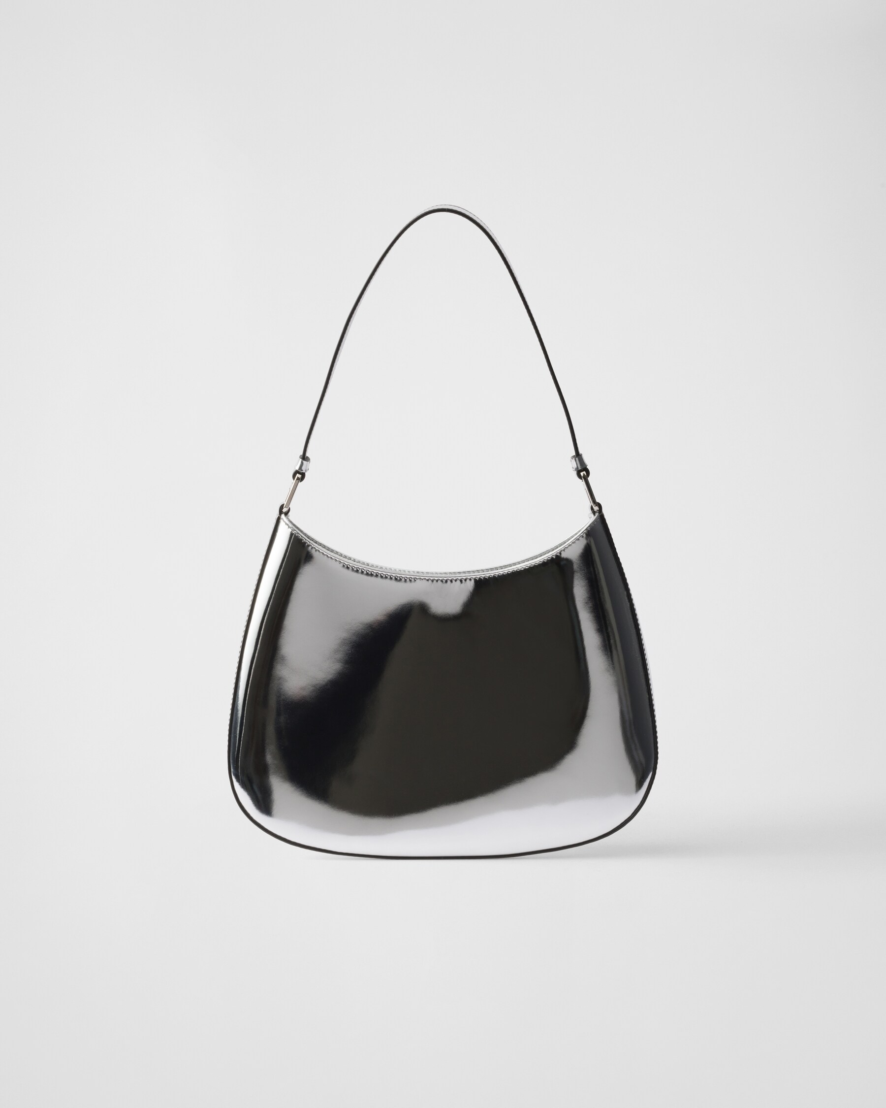 Silver Prada Cleo Printed Brushed Leather Shoulder Bag | PRADA