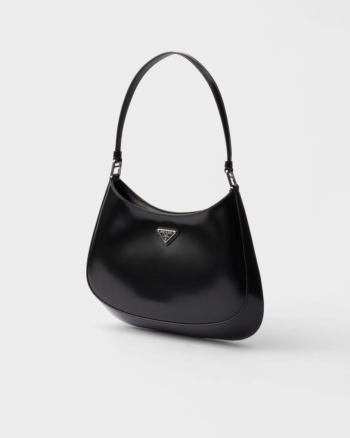 Black Prada Cleo Brushed Leather Shoulder Bag | PRADA