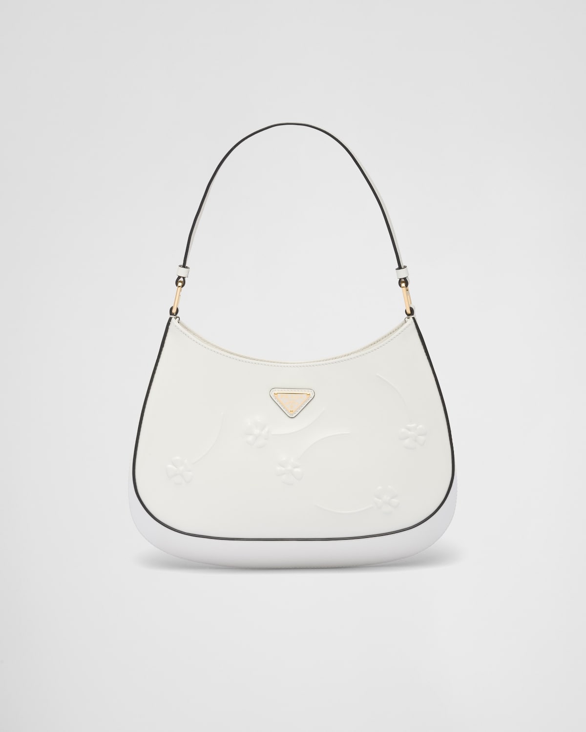 White Prada Cleo Brushed Leather Shoulder Bag | PRADA