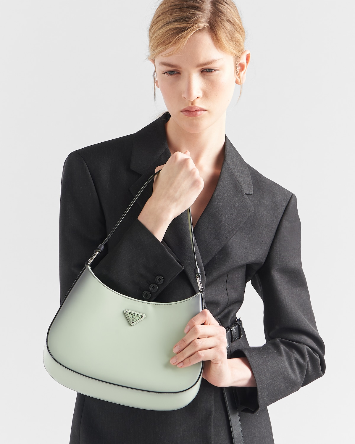 Gradient Aqua Prada Cleo Brushed Leather Shoulder Bag | PRADA