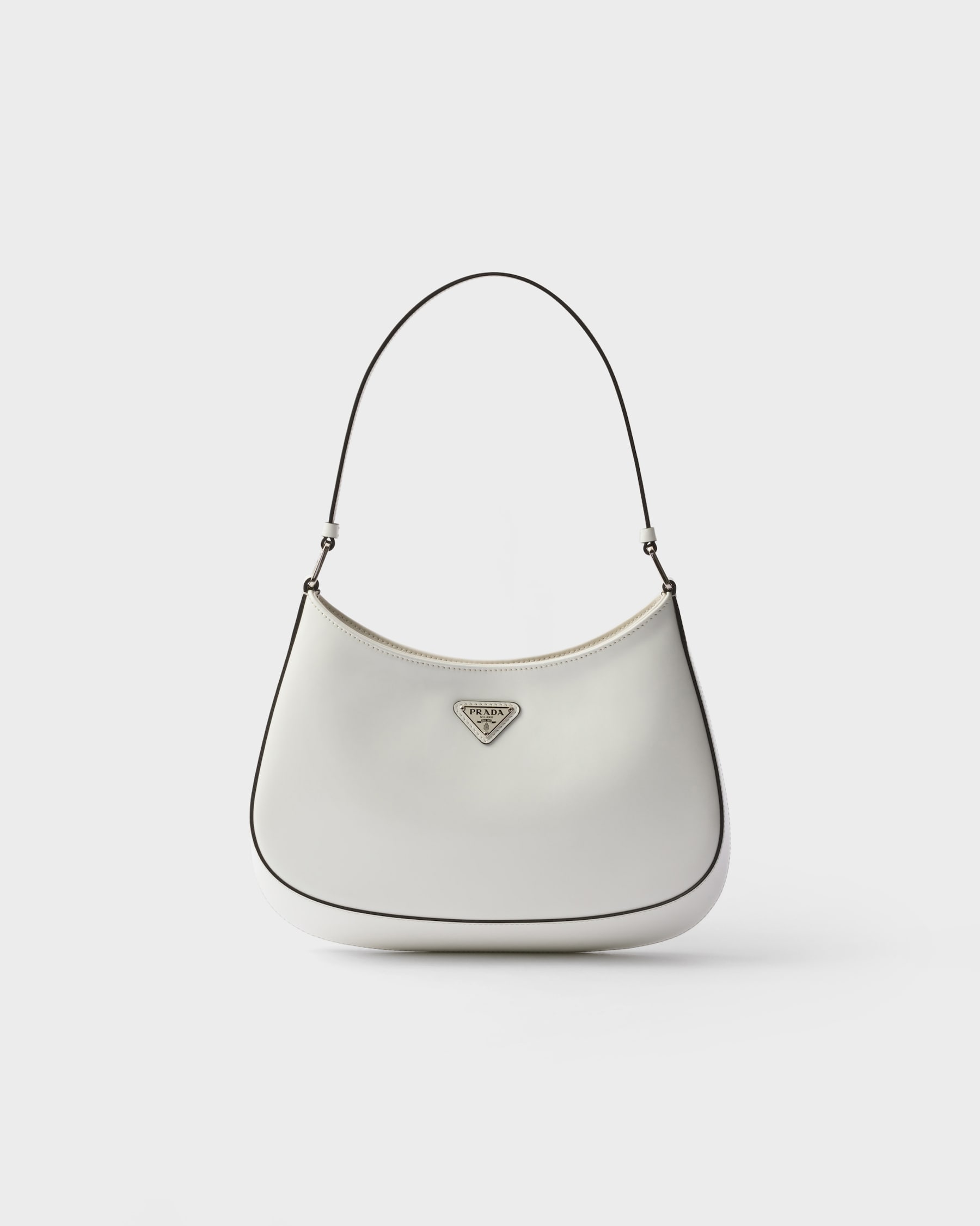 White Prada Cleo Brushed Leather Shoulder Bag | PRADA - United States