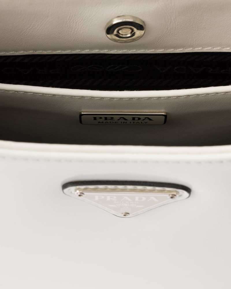 White Prada Cleo Brushed Leather Shoulder Bag | PRADA
