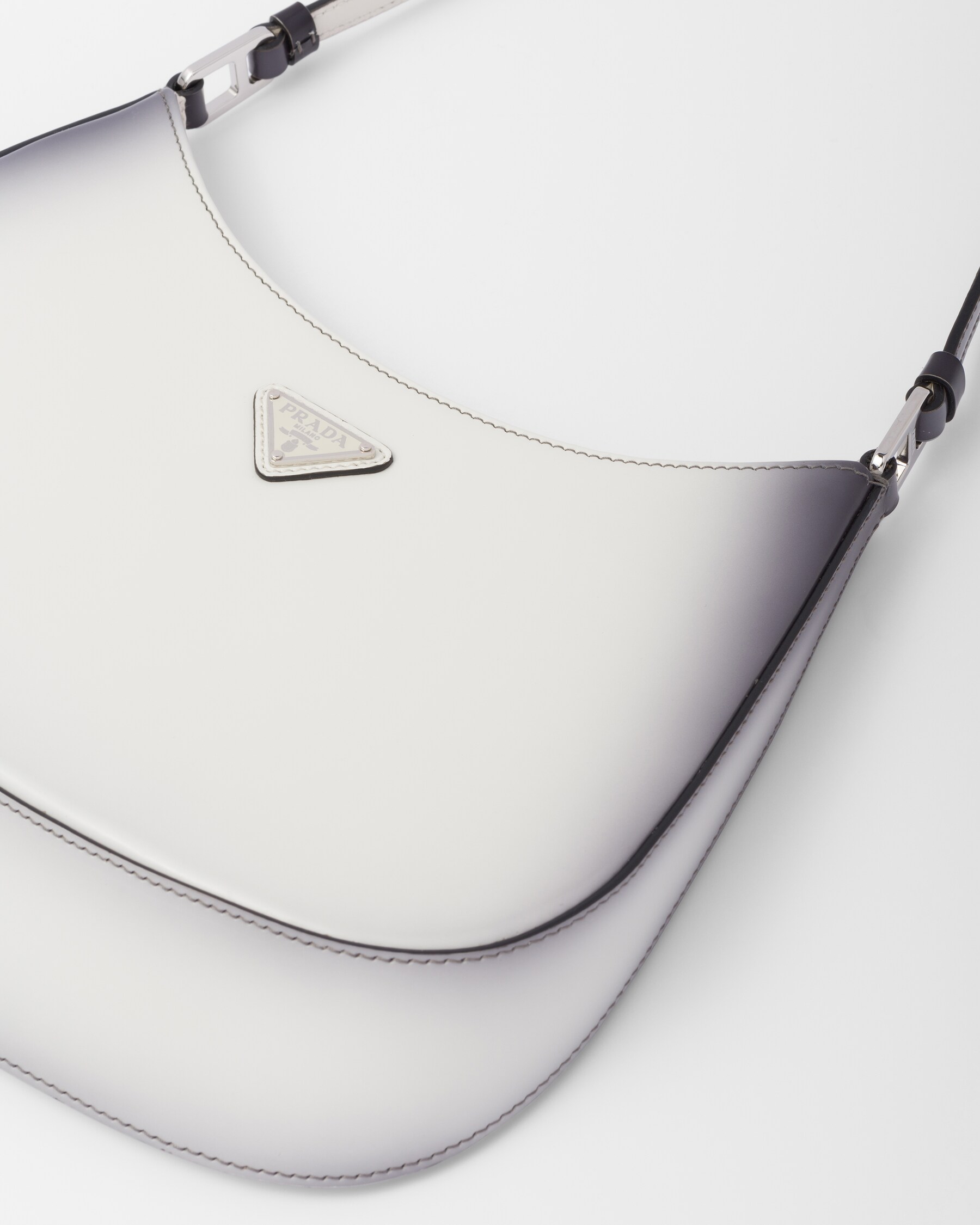 Gradient White Prada Cleo Brushed Leather Shoulder Bag | PRADA