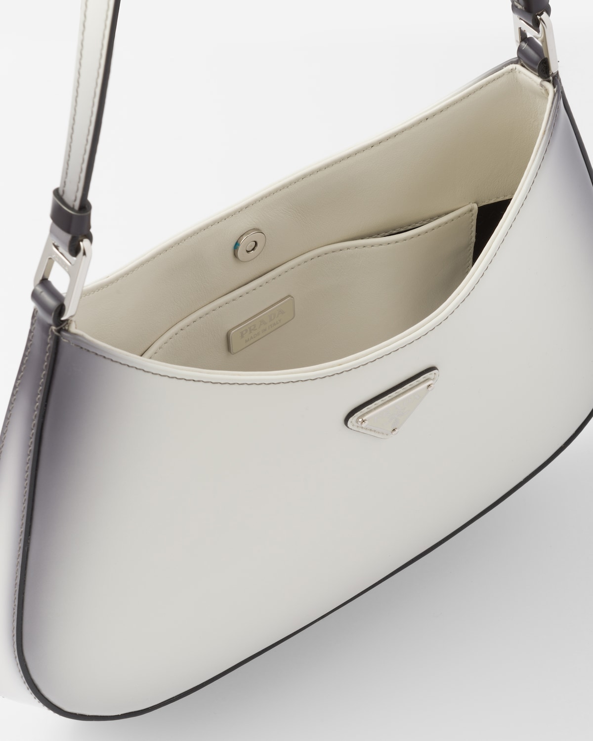Gradient White Prada Cleo Brushed Leather Shoulder Bag | PRADA