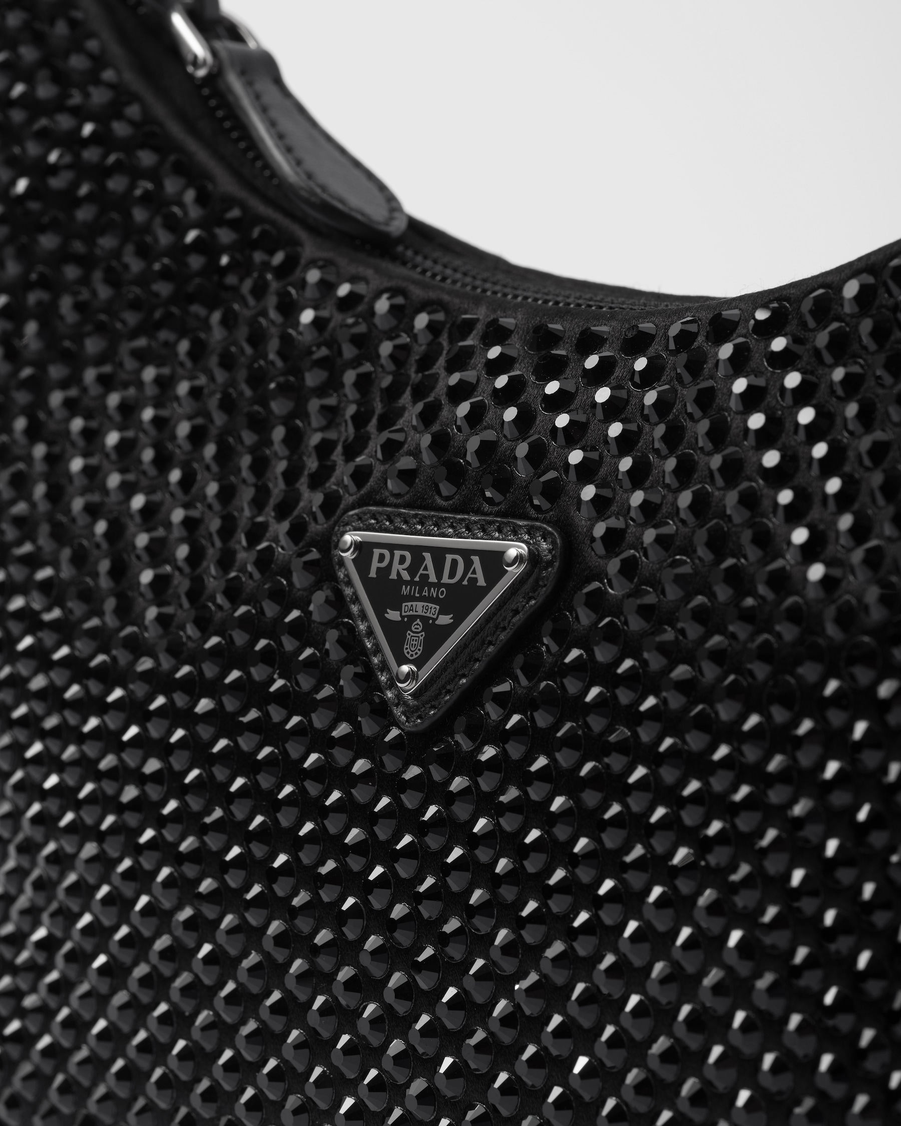 Black Satin Mini-bag With Crystals | PRADA