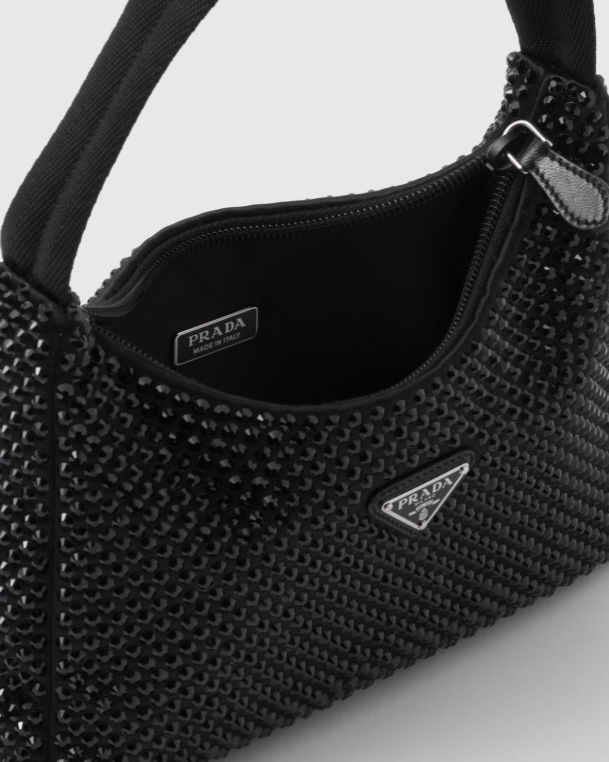 Black Satin Mini-bag With Crystals | PRADA