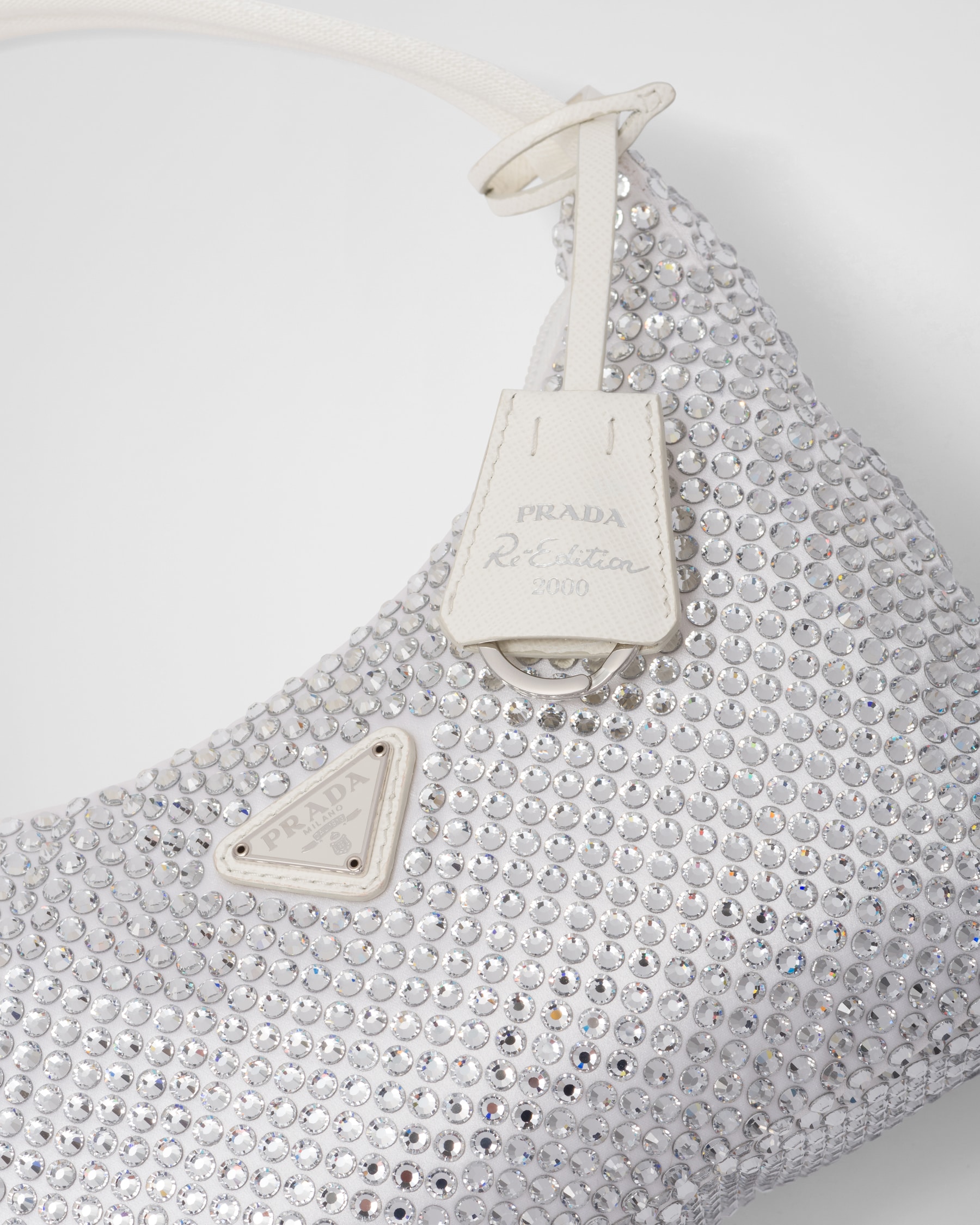 White Satin Mini-bag With Crystals | PRADA