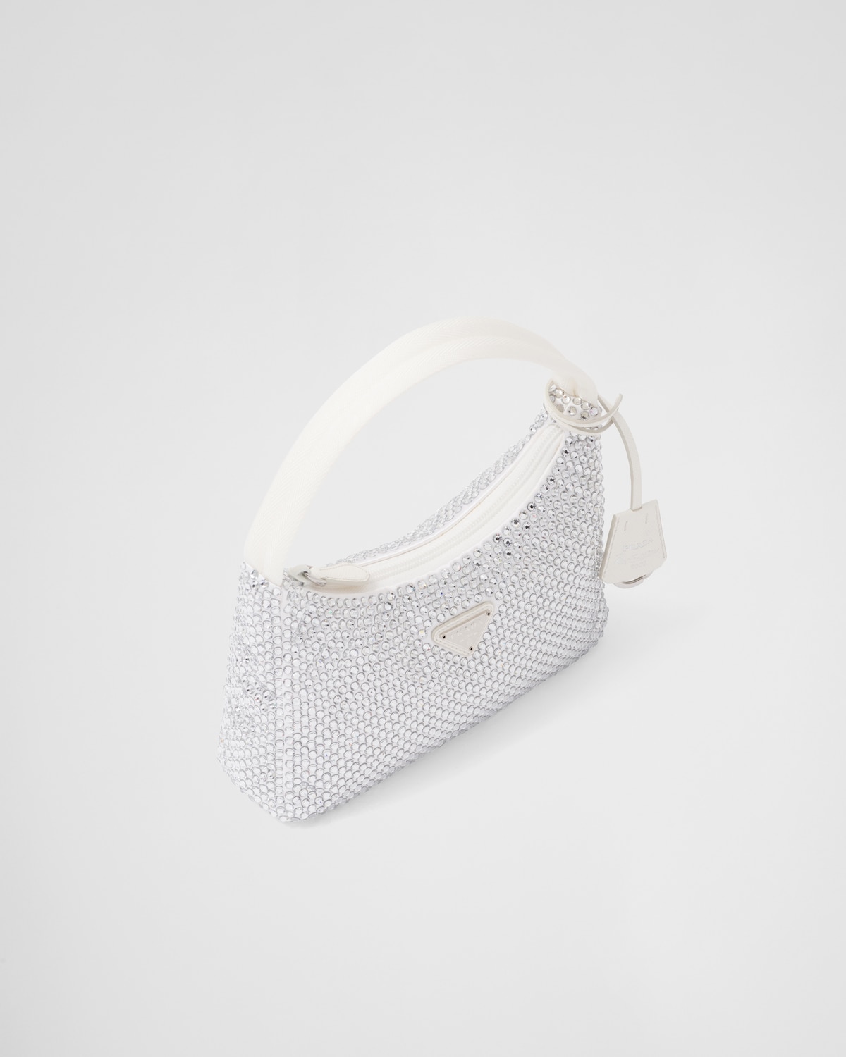 White Satin Mini-bag With Crystals | PRADA