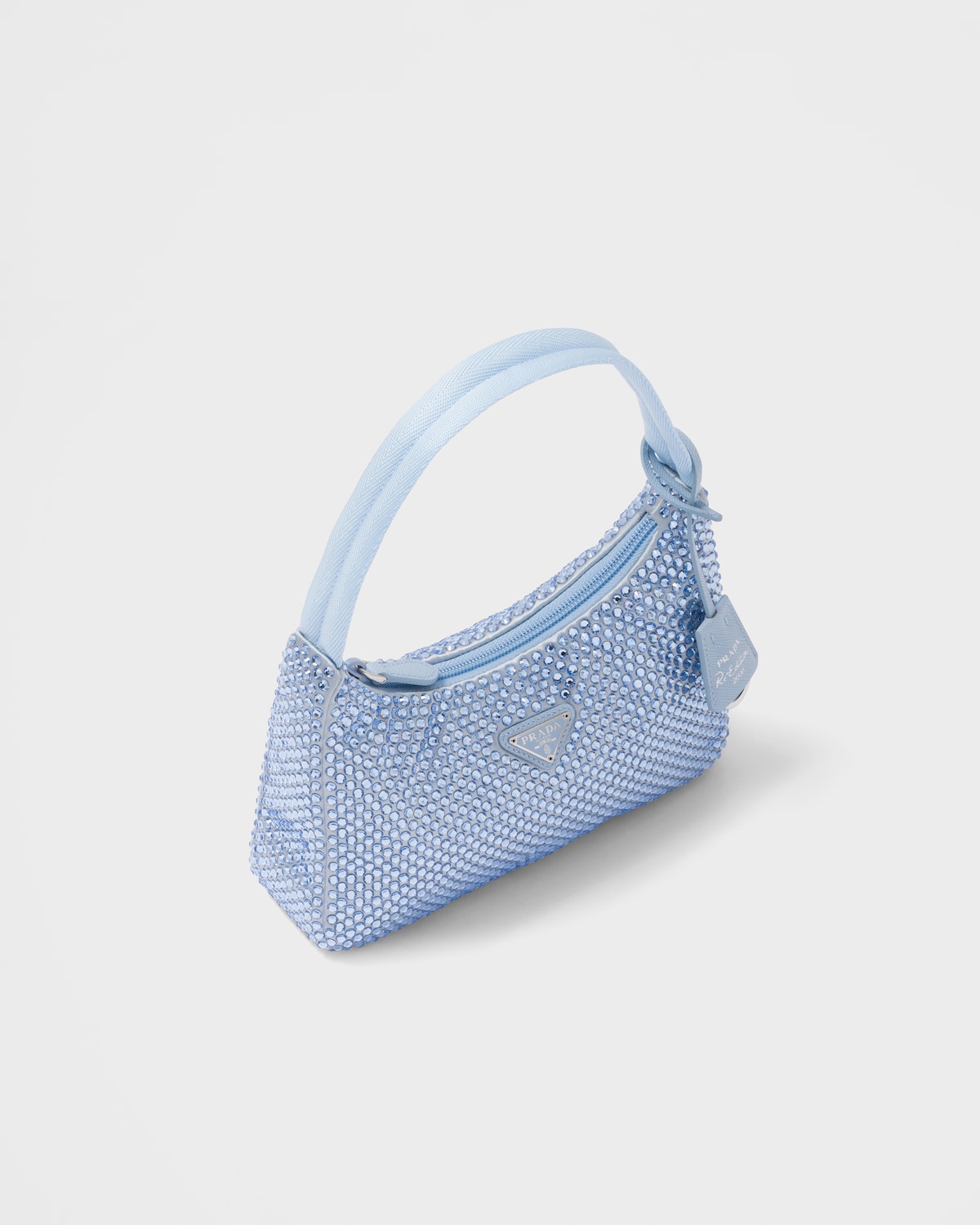Light Blue Satin Mini-bag With Crystals | PRADA