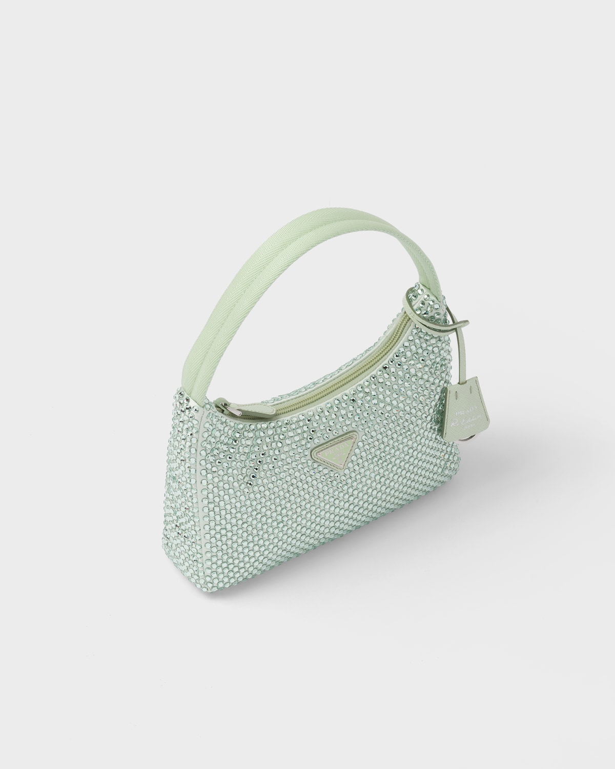 Aqua Satin Mini-bag With Crystals | PRADA