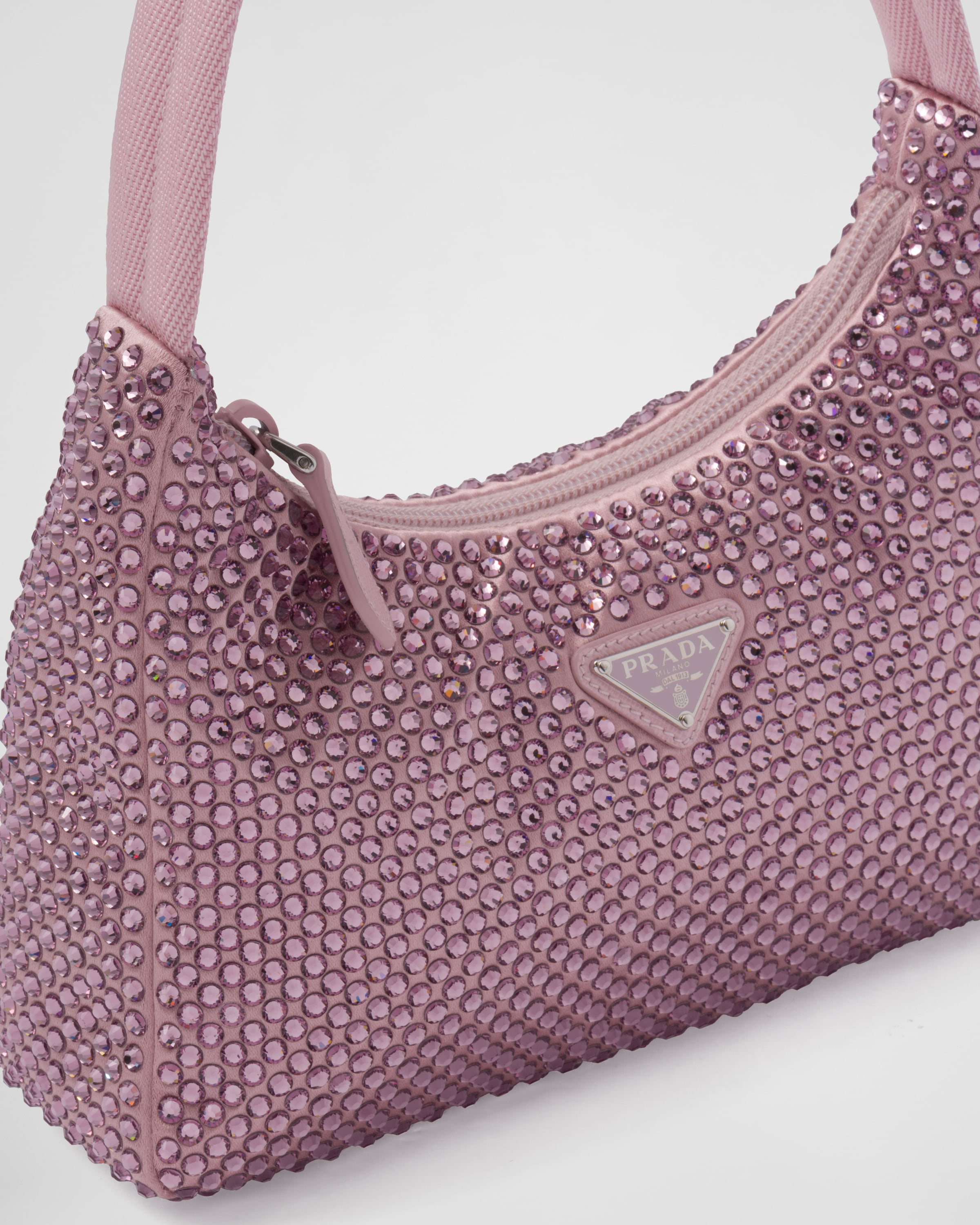 Alabaster Pink Satin Mini-bag With Crystals | PRADA