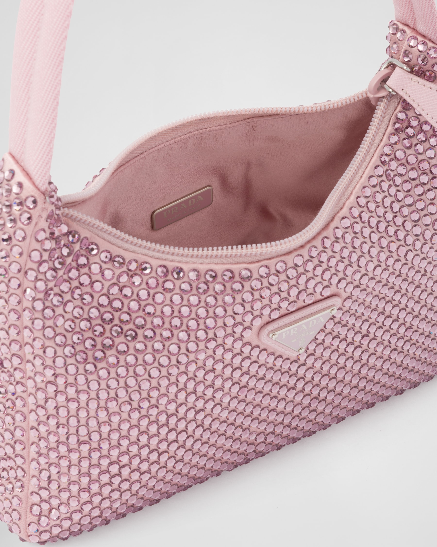 Alabaster Pink Satin Mini-bag With Crystals | PRADA