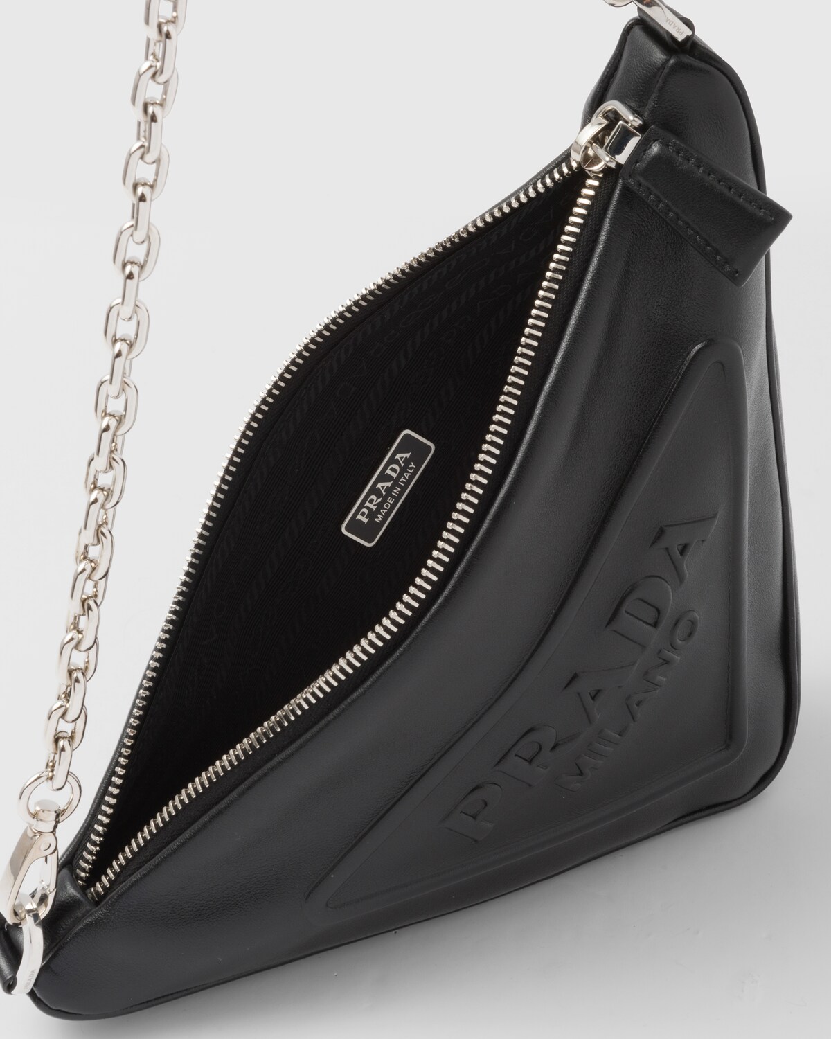 Mini Sac Prada Triangle En Cuir Noir | PRADA